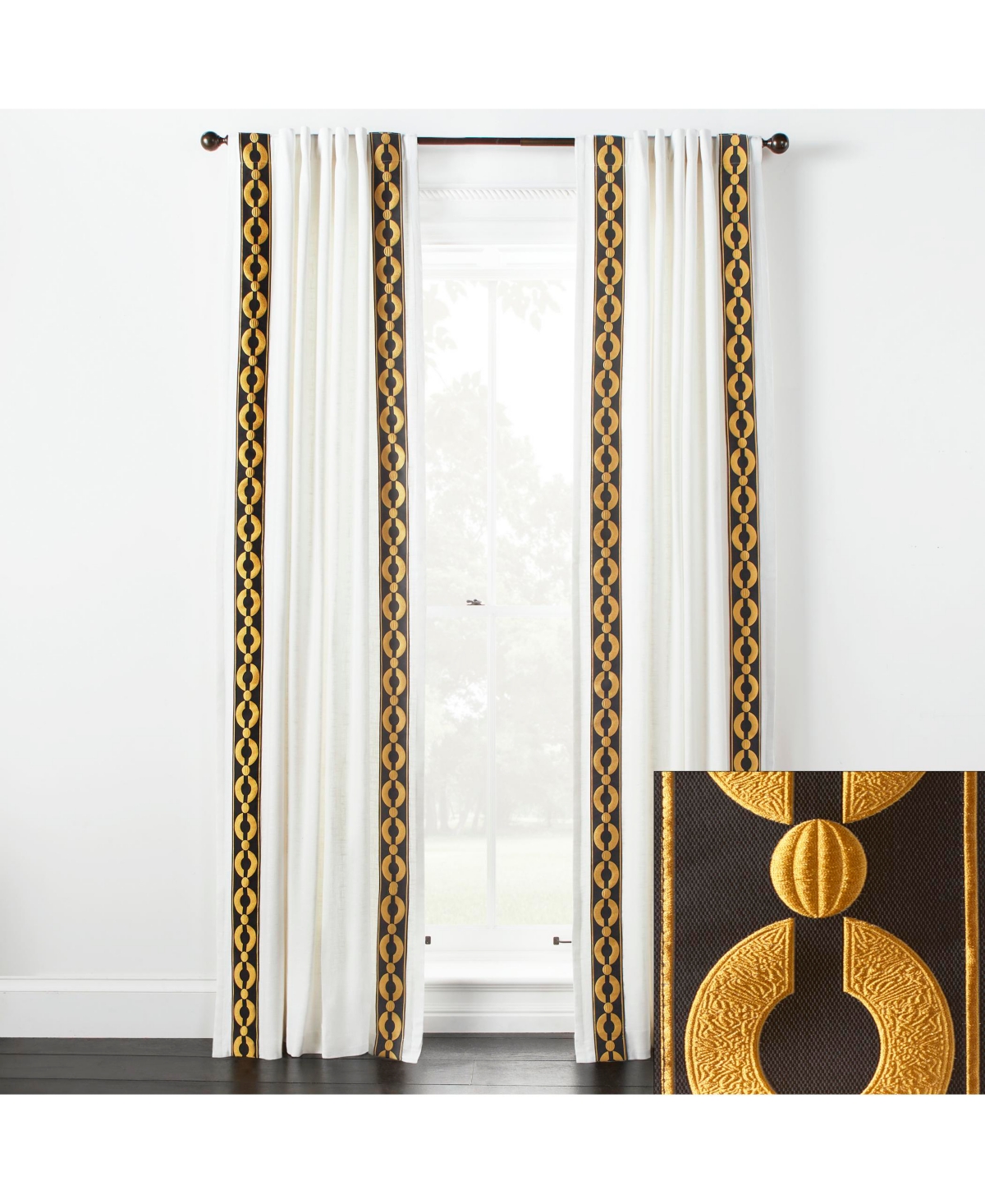 Click here for Z Gallerie Chloe Jacquard Orb Curtain - White prices