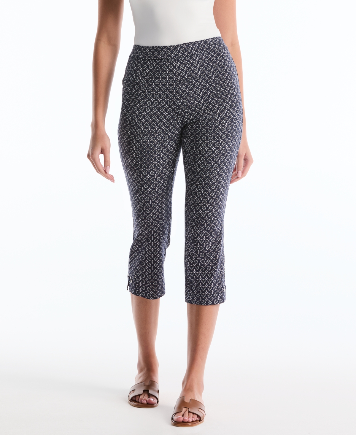 Click here for Rafaella Petite Tile Print Capri Pants with Rivete... prices