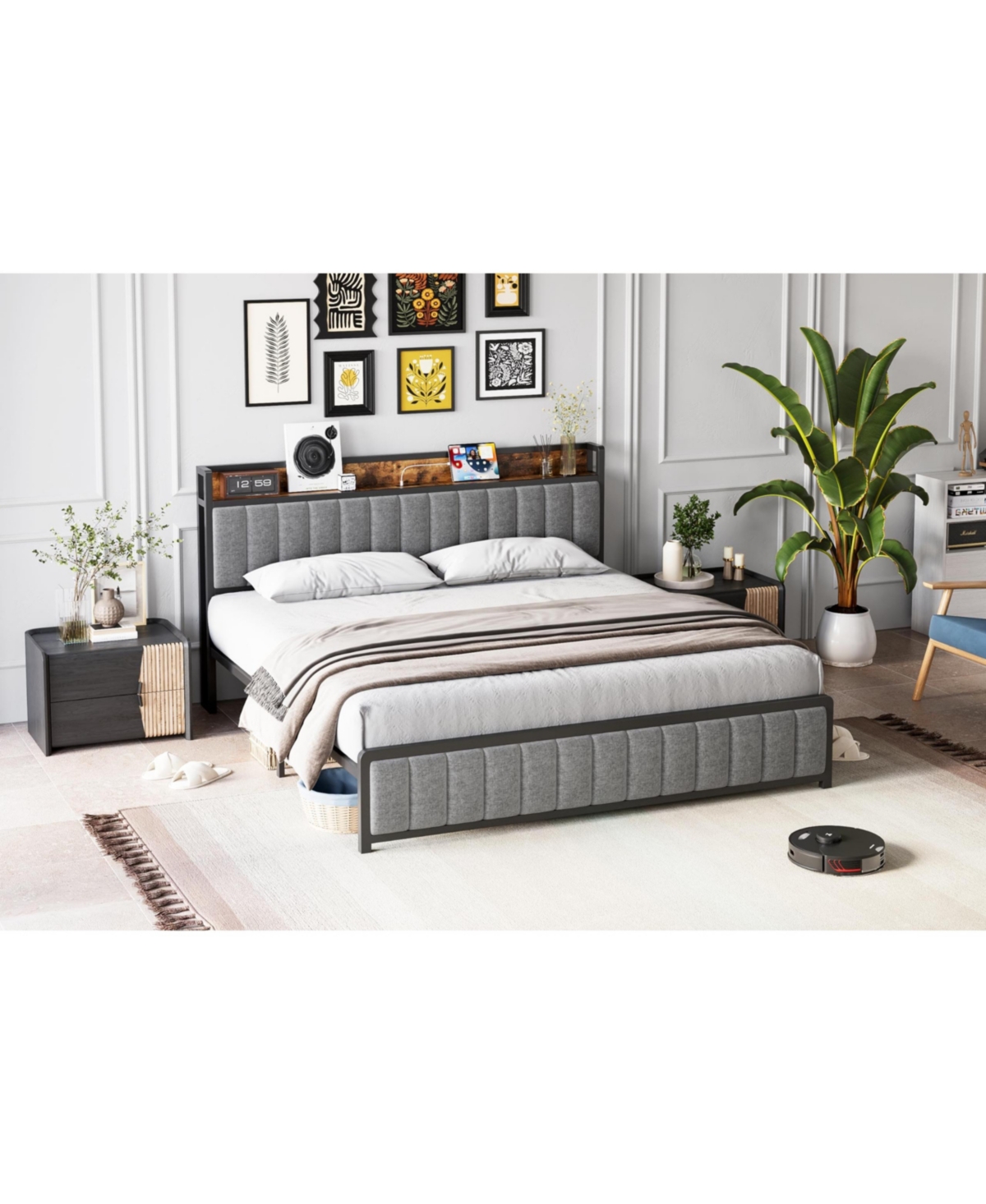 Click here for gaomon Bed Frame with Shelf Headboard and Charging... prices