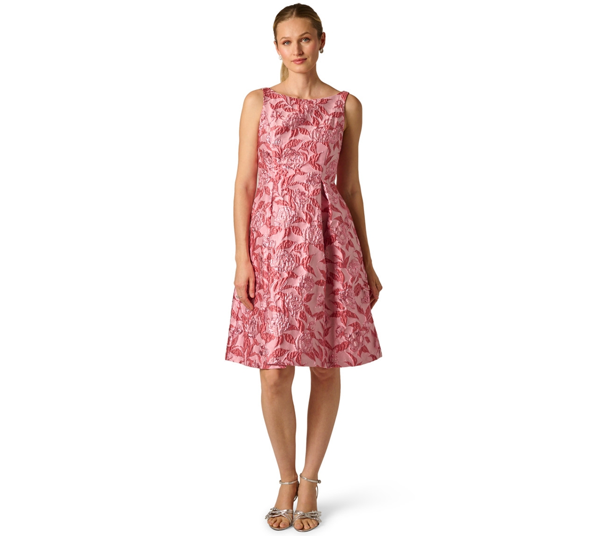 Click here for Adrianna Papell Womens Boat Neck Midi Dress - Pink... prices