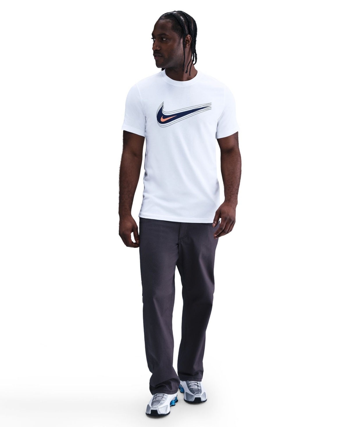 Click here for Nike Mens Swoosh Logo Crewneck T-Shirt - White prices