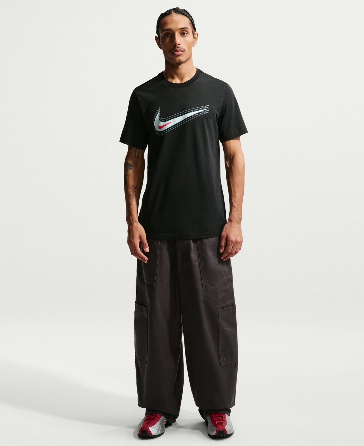 Click here for Nike Mens Swoosh Logo Crewneck T-Shirt - Black/pho... prices