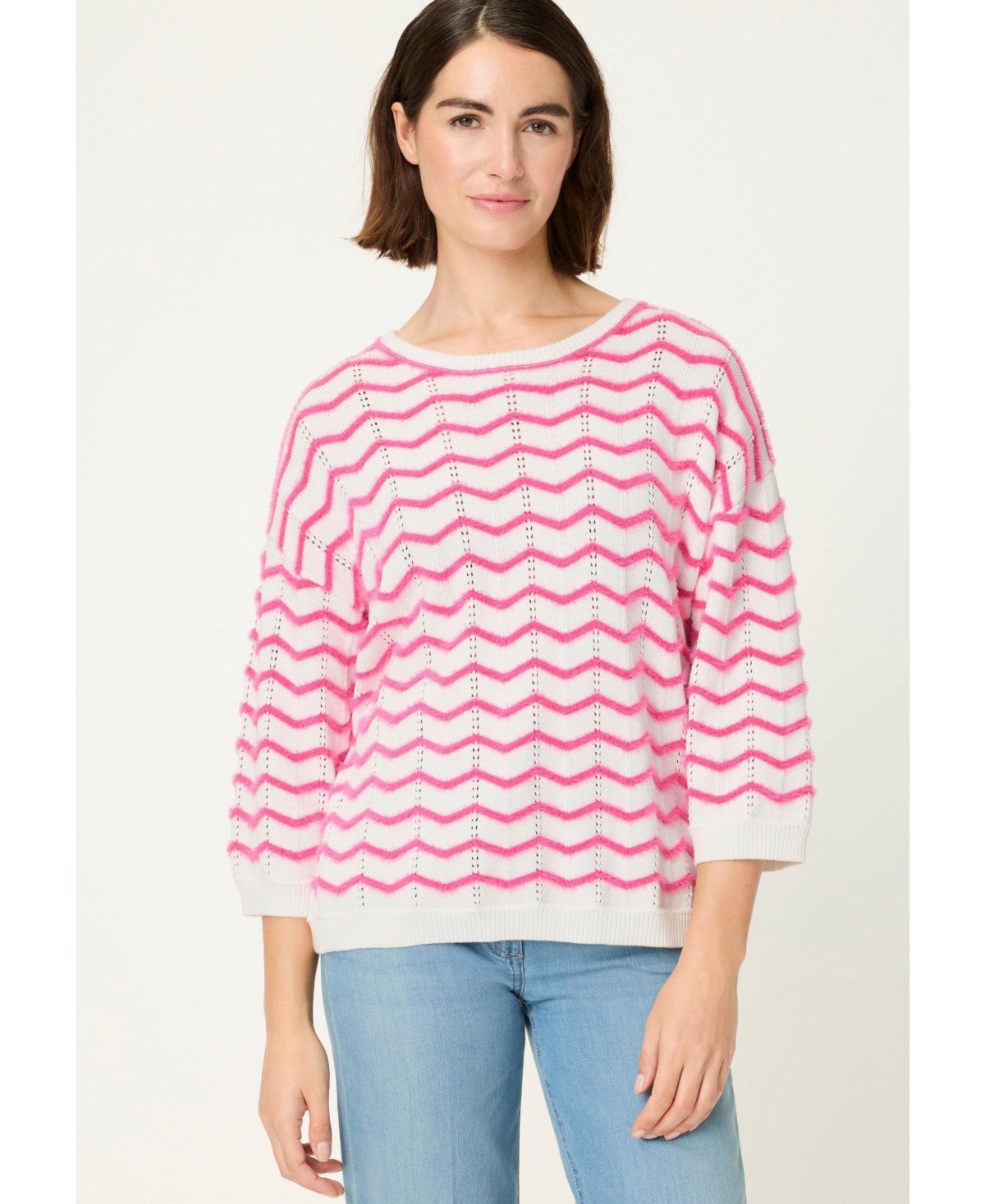 Click here for Olsen Womens Chevron Eyelash Knit Sweater - Electr... prices