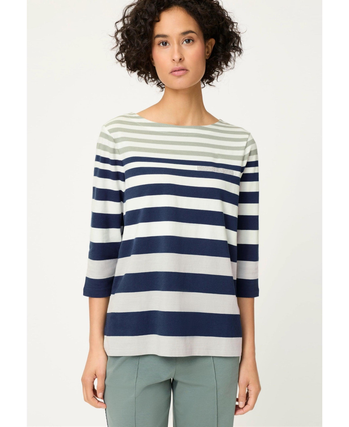 Click here for Olsen Womens Varied Stripe T-Shirt - True navy prices