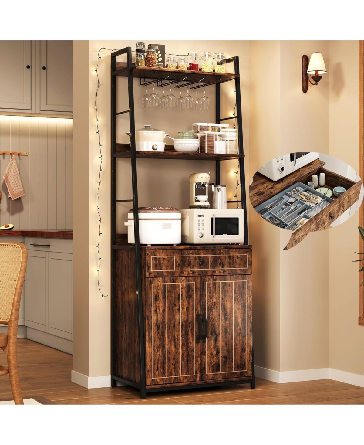 Click here for Gaomon Industrial Tall Kitchen Storage Baker Rack... prices