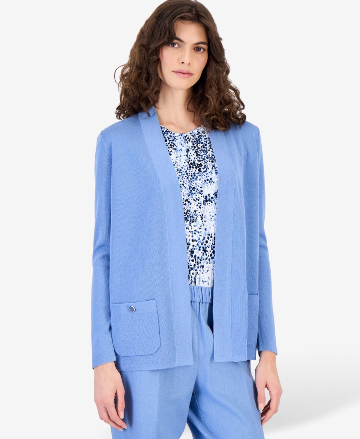 Click here for Anne Klein Womens Malibu Fine Rib Open-Front Cardi... prices