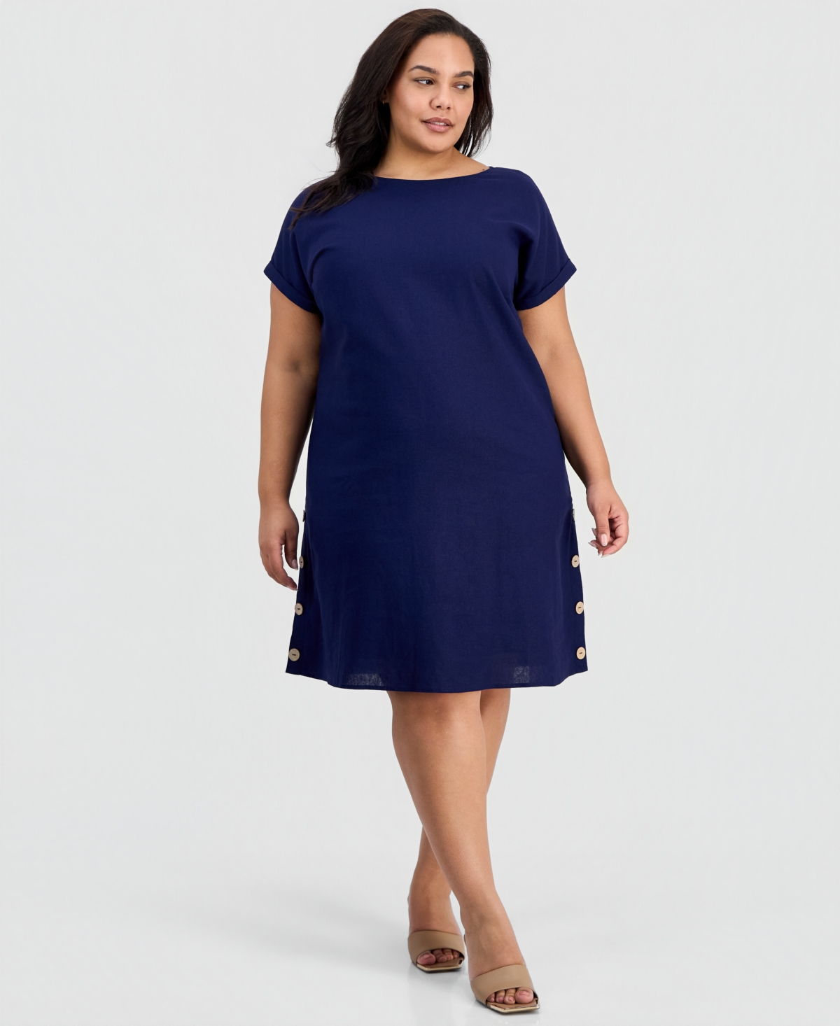 Click here for Jones New York Plus Size Linen Short-Sleeve Side-B... prices