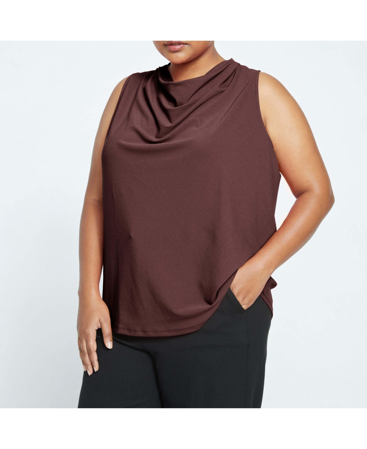 Click here for Universal Standard Plus Size Crepe Jersey Cowl Tan... prices