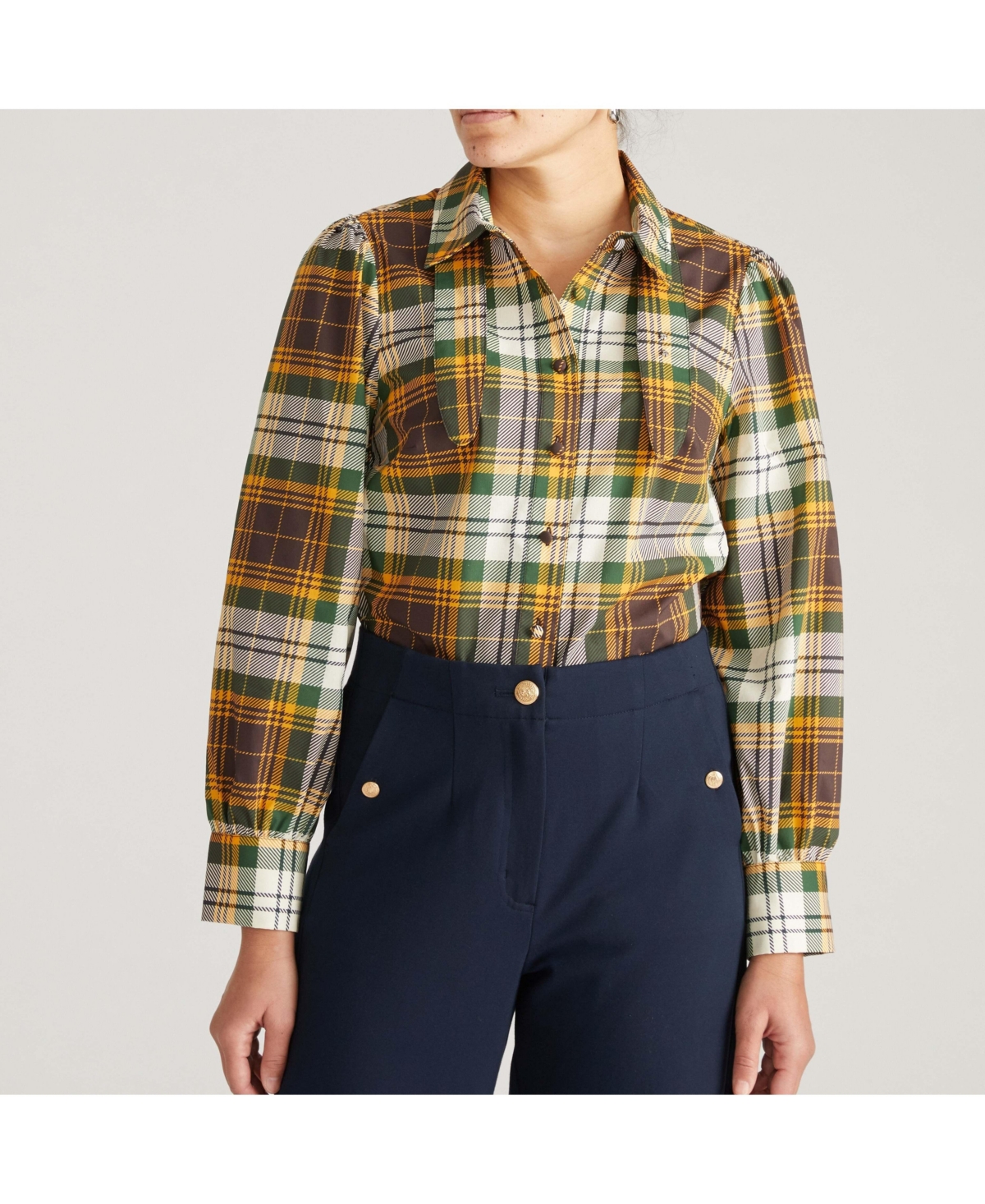 Click here for Universal Standard Plus Size Janet Tie-Neck Cotton... prices