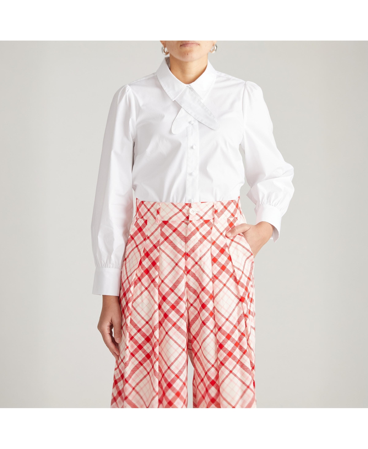 Click here for Universal Standard Plus Size Janet Tie-Neck Cotton... prices