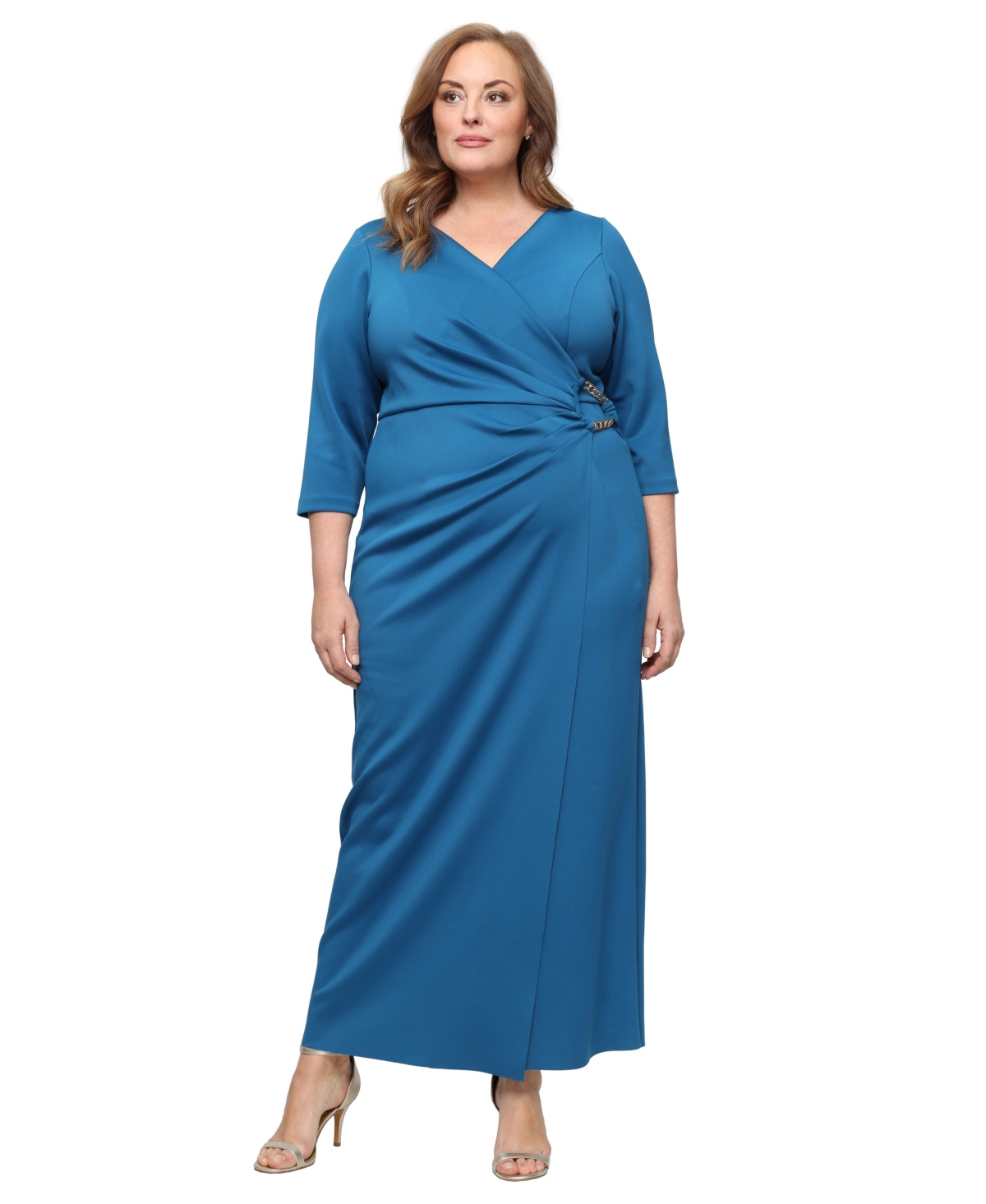 Click here for Alex Evenings Plus Size Stretch V-Neck Dress - Mid... prices
