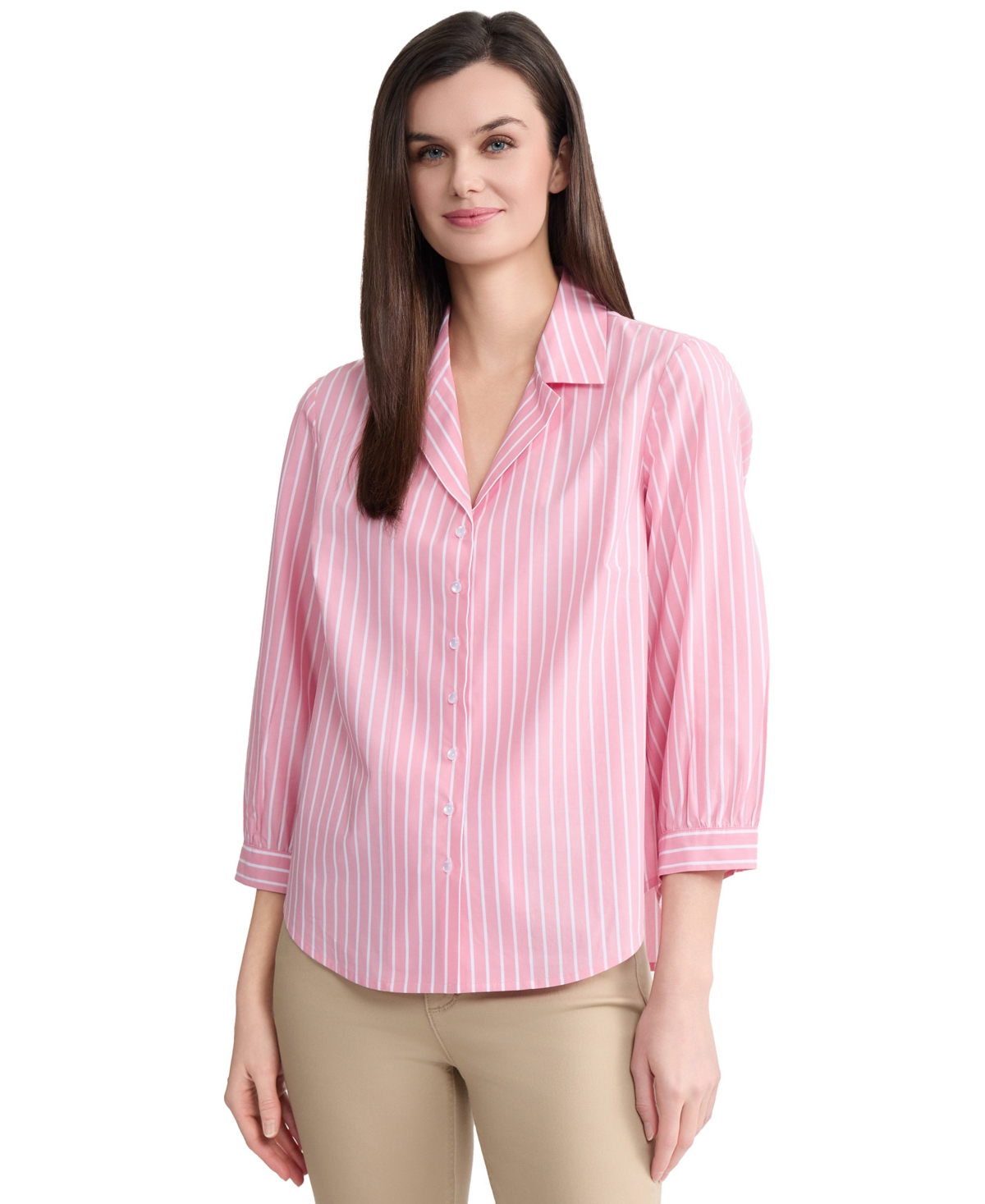 Click here for Jones New York Womens Striped Collared Neck Shirt... prices