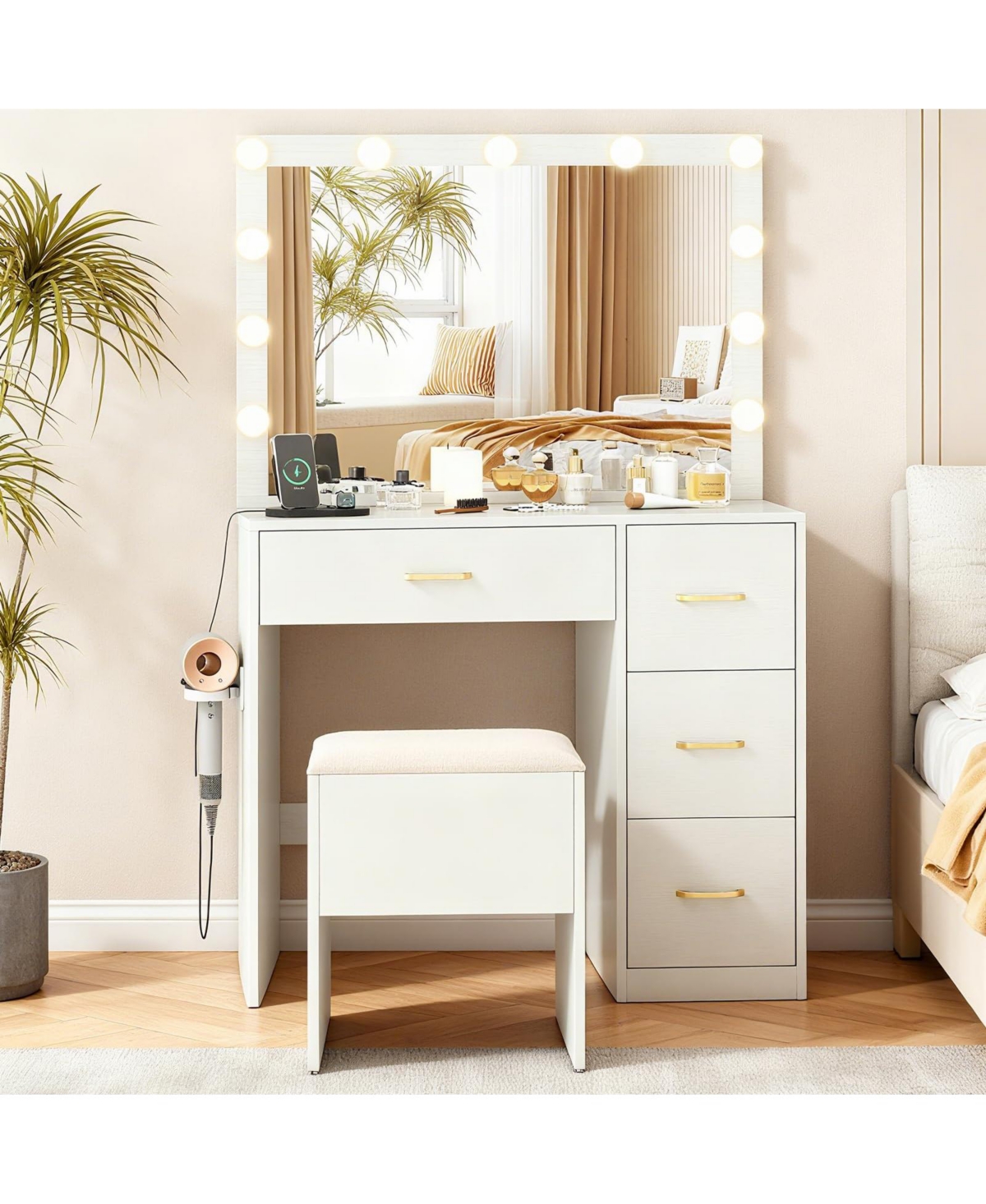 Click here for Vanity Desk with Lighted Mirror and Power Outlets... prices