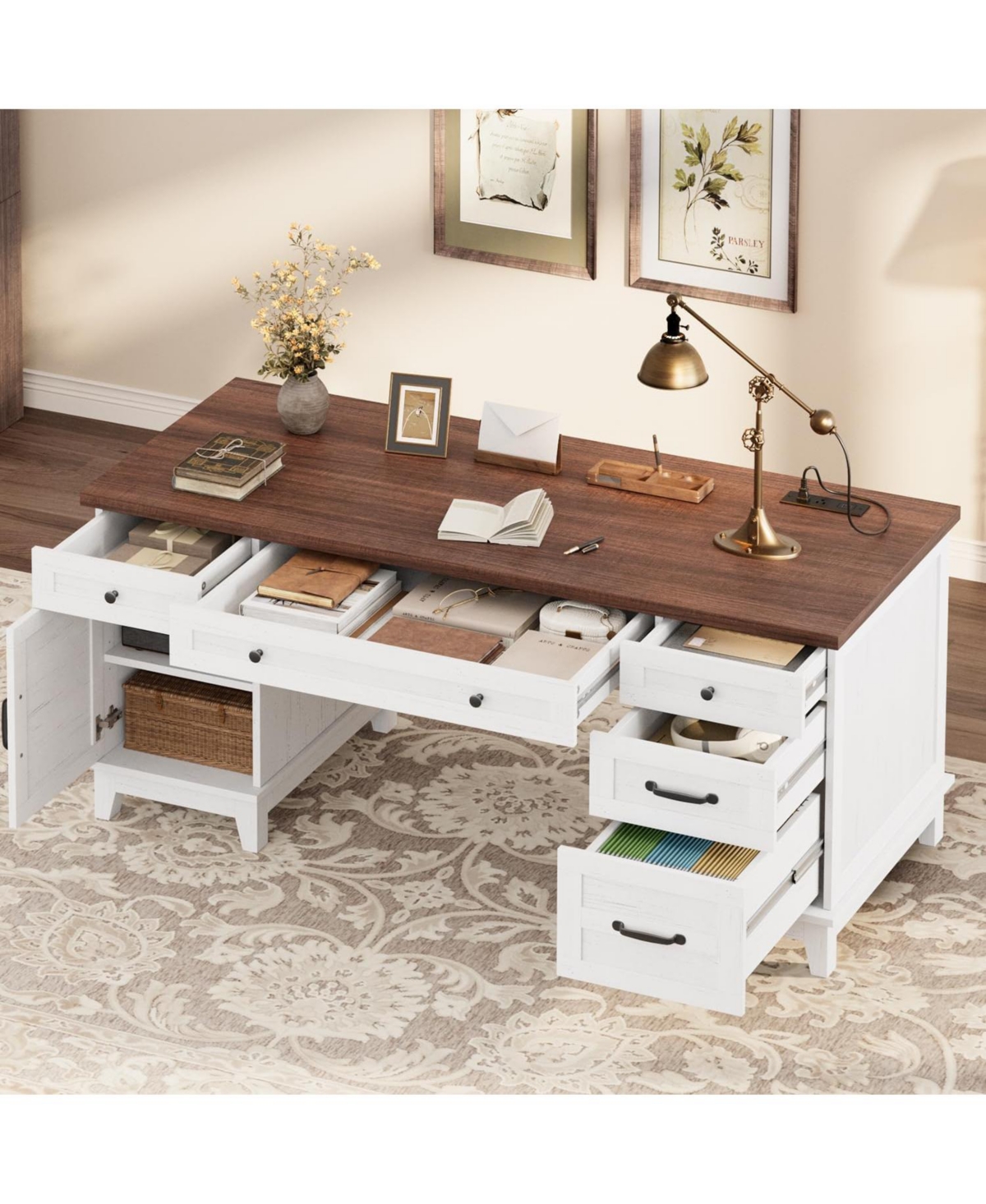 Click here for Gaomon 60" Farmhouse Executive Desk with File... prices
