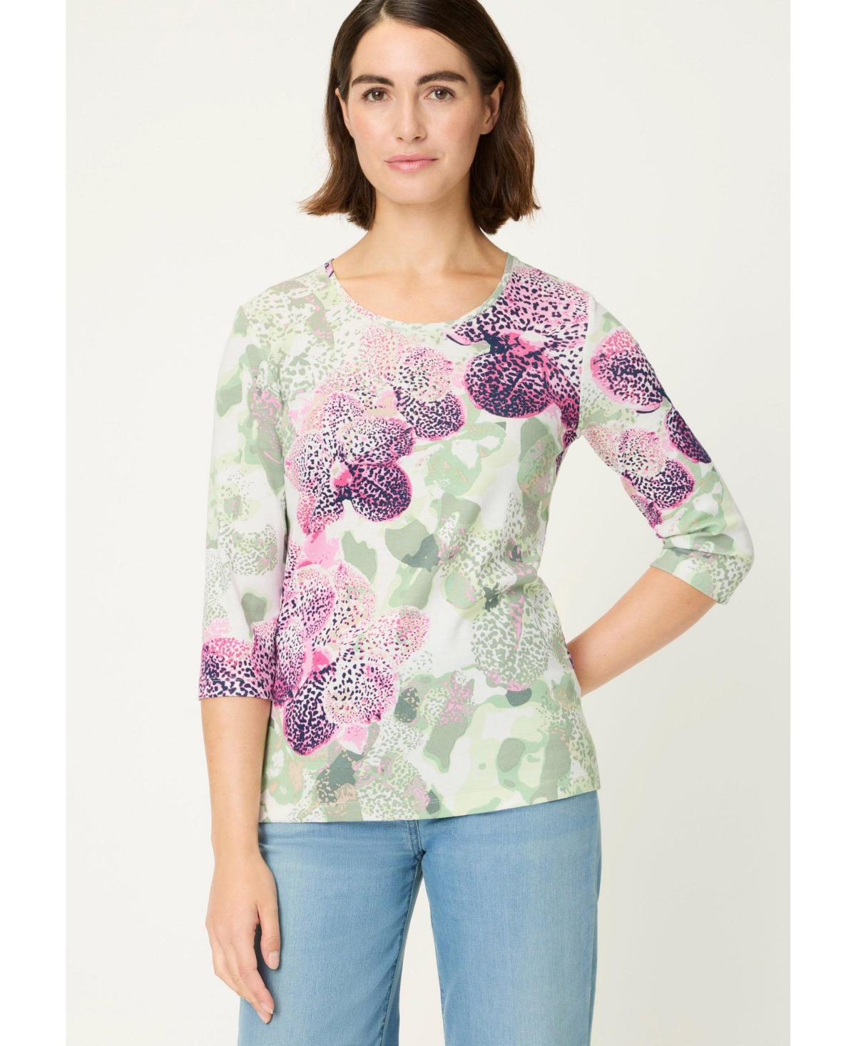 Click here for Olsen Womens Bouquet Print T-Shirt - Electric fuch... prices