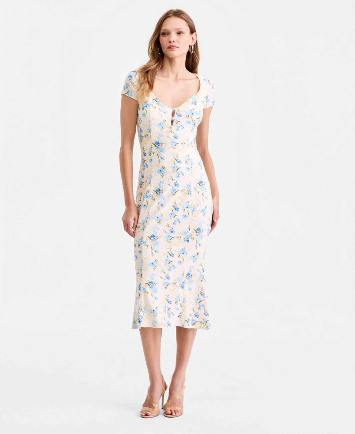 Click here for Guess Womens Teodolin Floral Sweetheart Midi Dress... prices