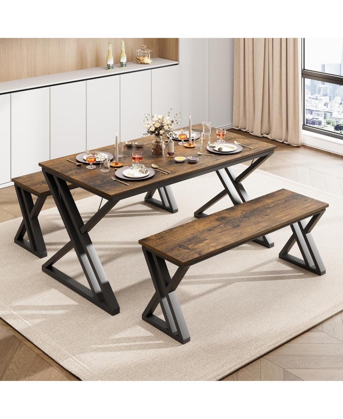 Click here for gaomon Kitchen Room Dining Table Set with Benches... prices