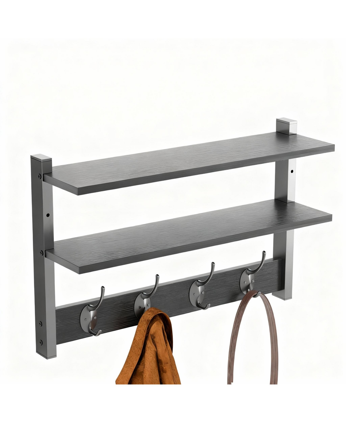 Click here for Yigii Two-Tier Wall Rack  17" Shelf  4 Hooks... prices