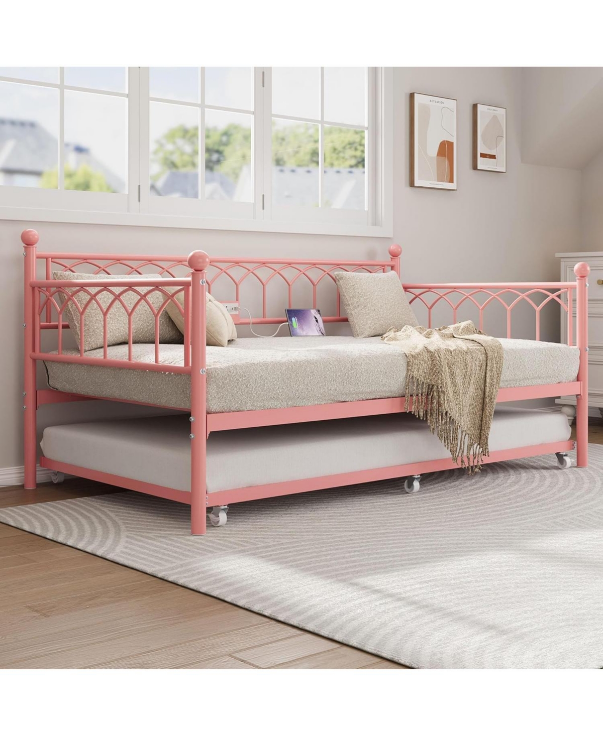Click here for Draft - gaomon Twin Daybed with Trundle  Metal Tru... prices