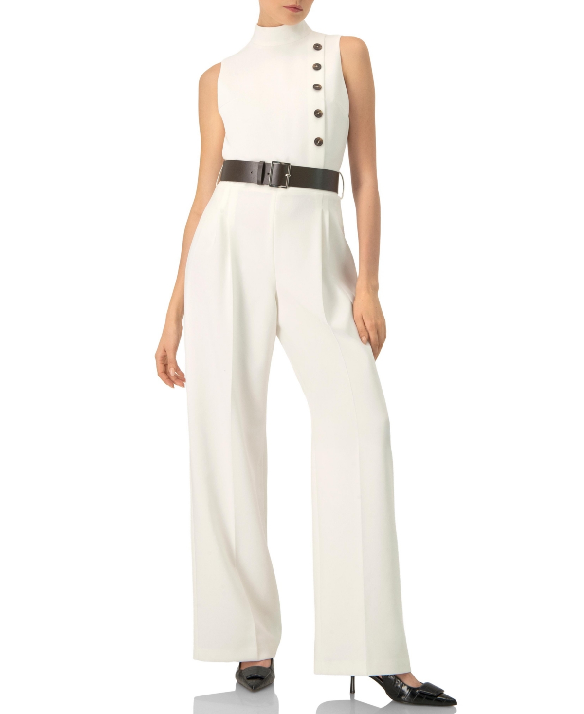 Click here for Ivonne Womens Sleeveless Belted Jumpsuit - Ivory prices