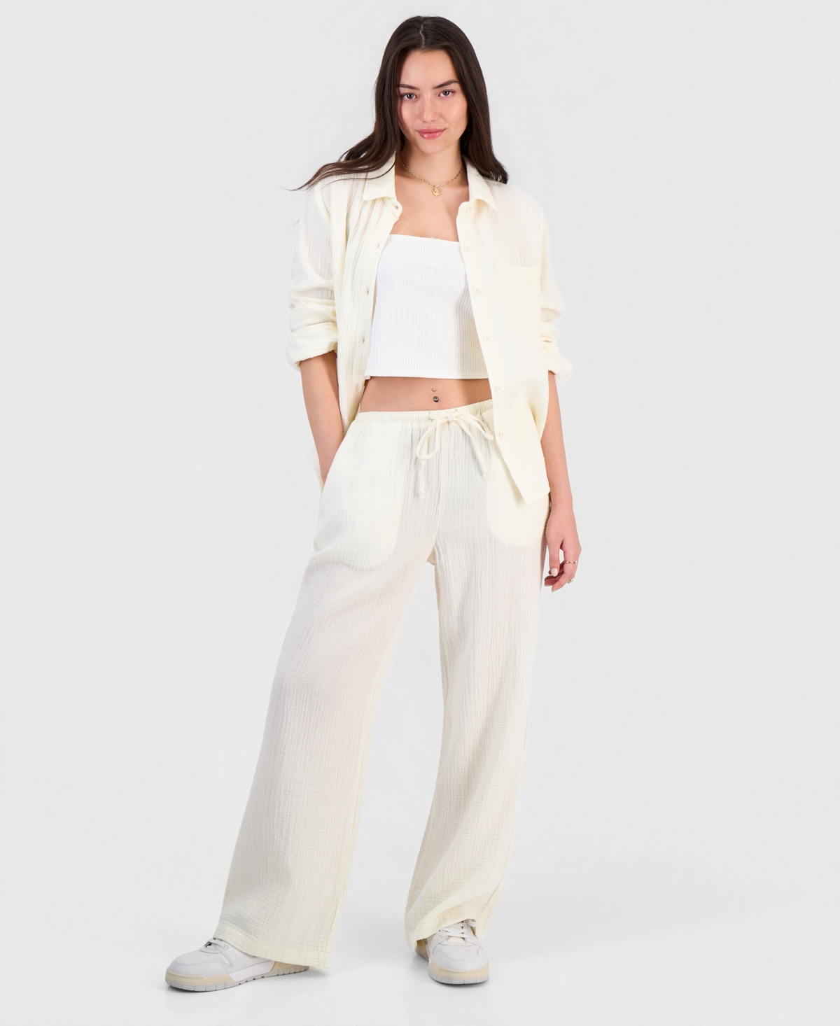 Click here for Indigo Rein Juniors Cotton Gauze Shirt - White prices