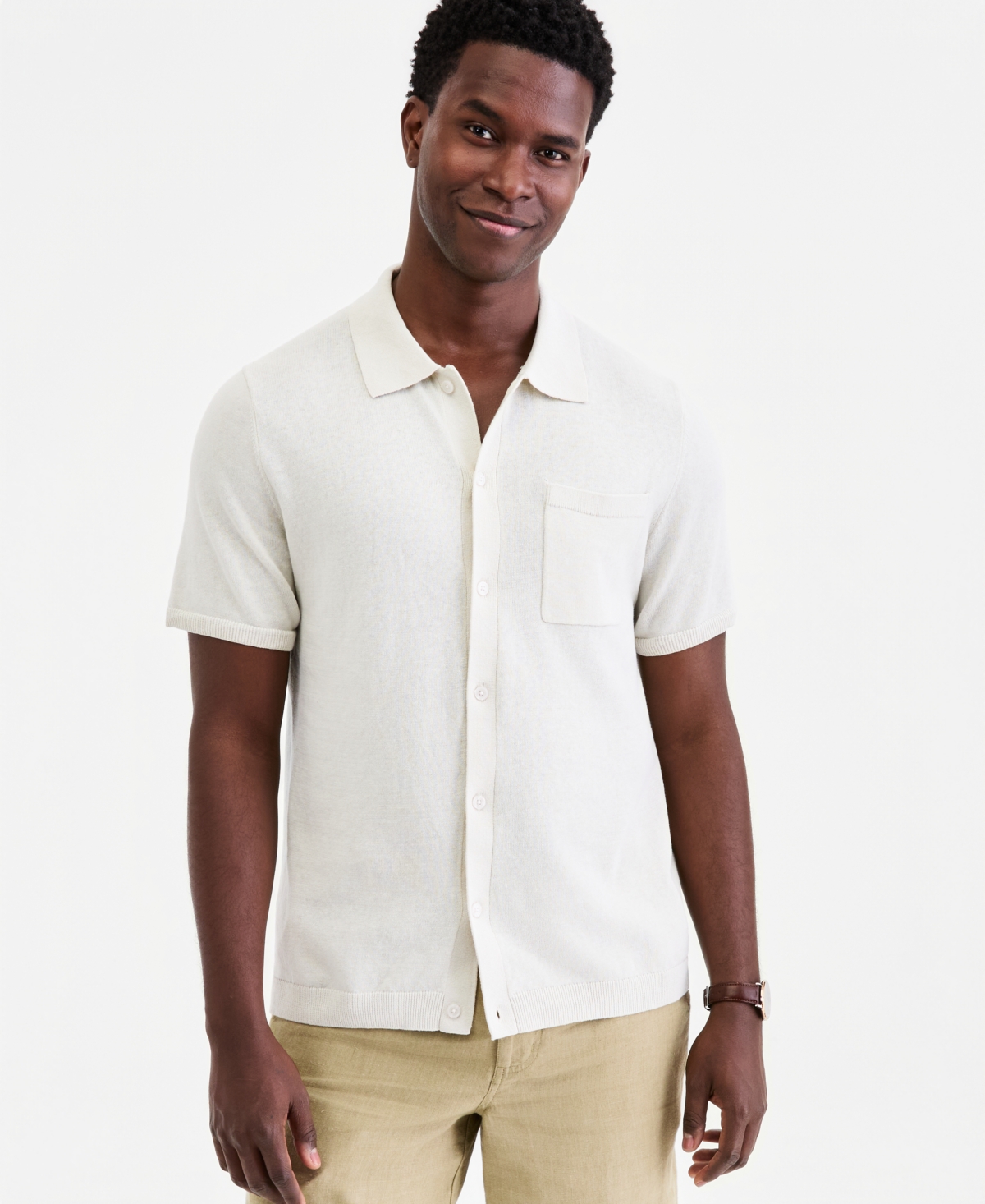Click here for Club Room Mens Short-Sleeve Linen and Cotton Butto... prices