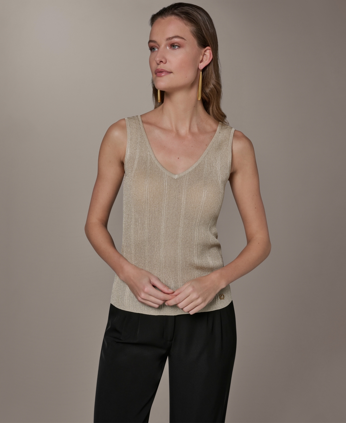 Click here for Donna Karan New York Womens Ribbed Tank Top - Ligh... prices