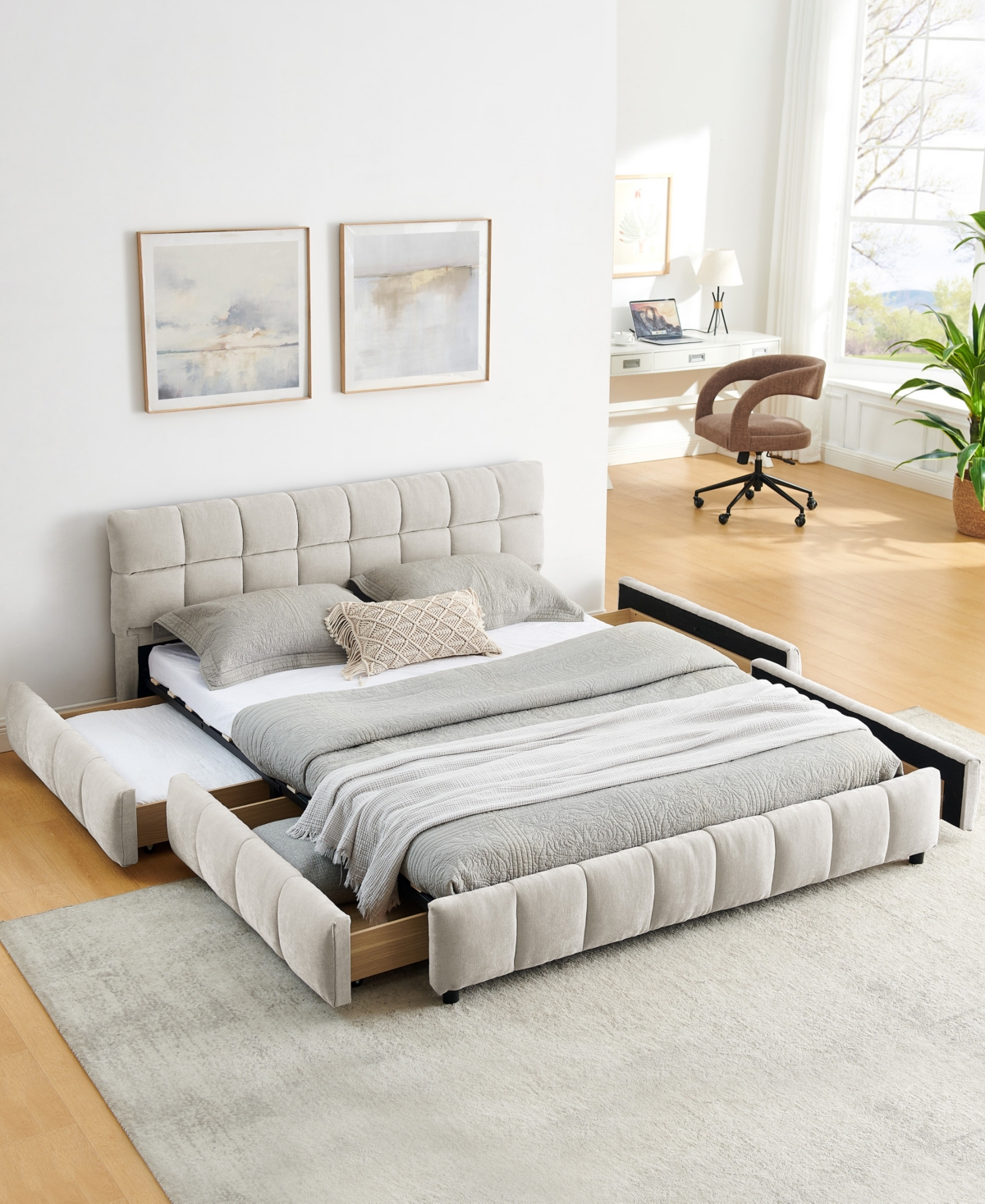 Click here for Dyhome Queen Bed Frame with Led Lights and 4 Stora... prices