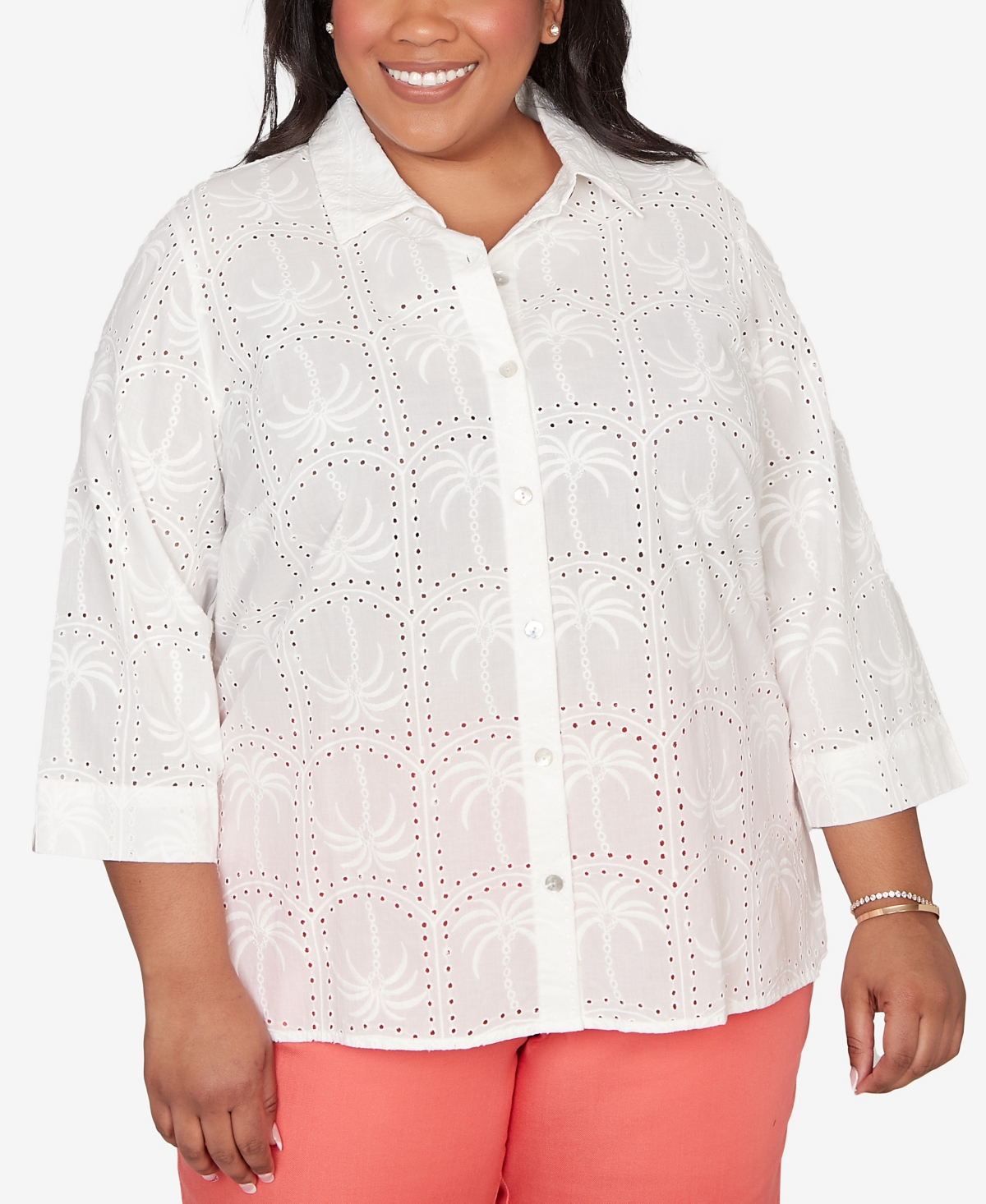 Click here for Alfred Dunner Plus Size Resort Living Eyelet Palm... prices