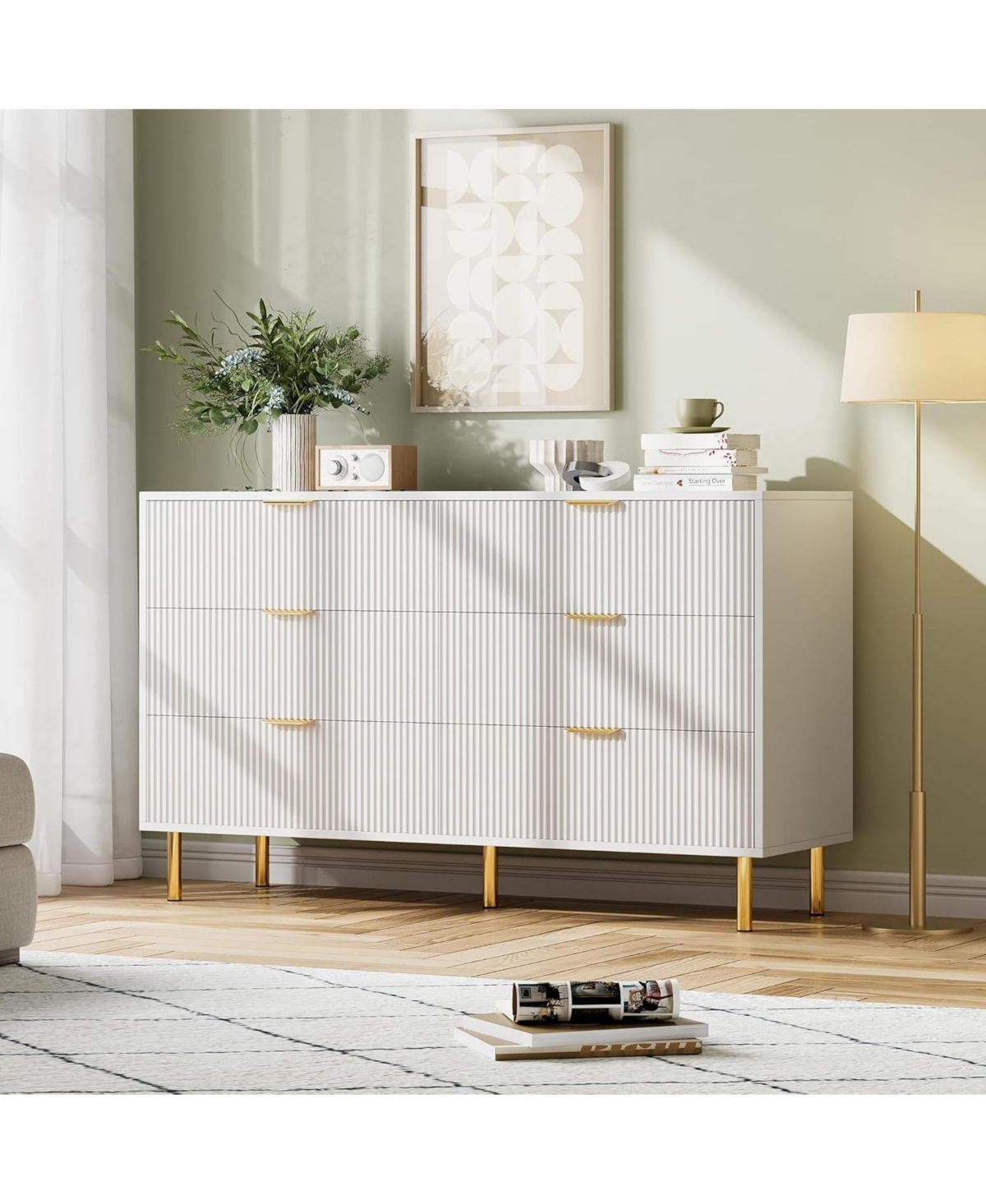 Click here for gaomon White 6 Drawer Dresser for Bedroom  Large C... prices