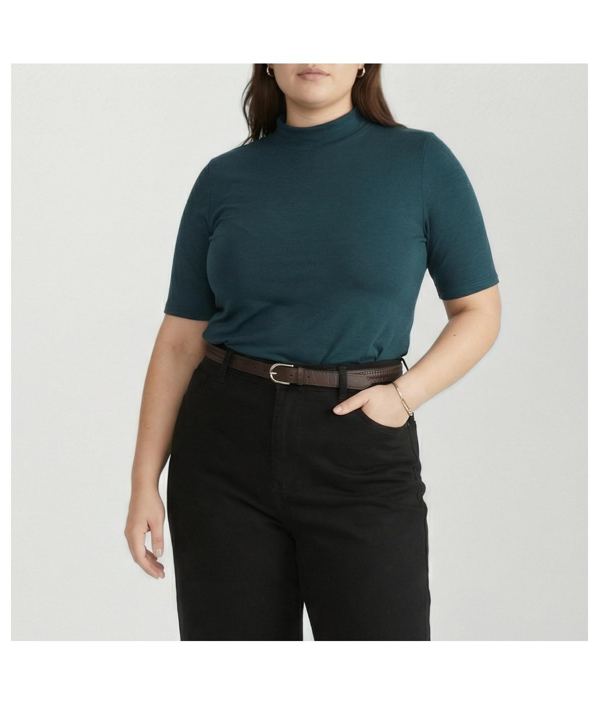 Click here for Universal Standard Plus Size Modern Mock Neck Tee... prices