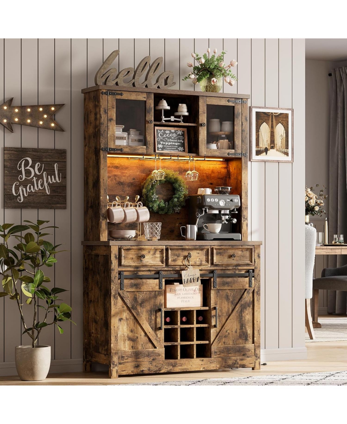 Click here for gaomon Farmhouse 72" Coffee Bar Cabinet with... prices