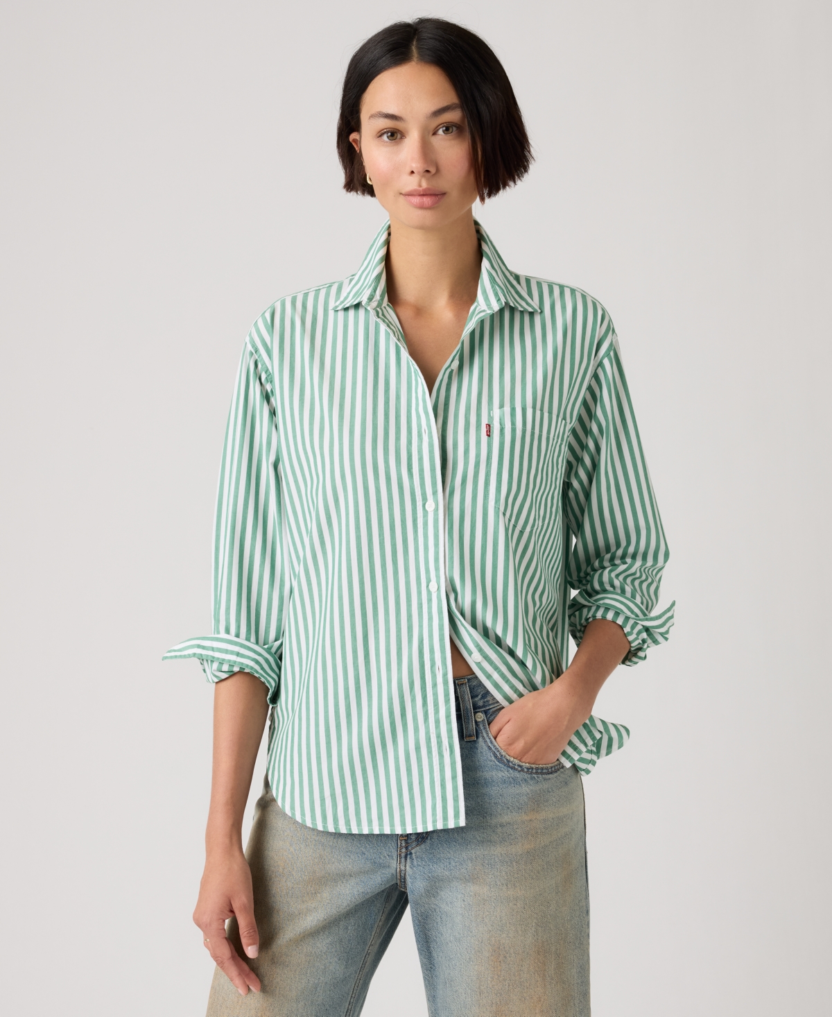 Click here for Levis Womens Harlie Striped Boyfriend Shirt - Sera... prices