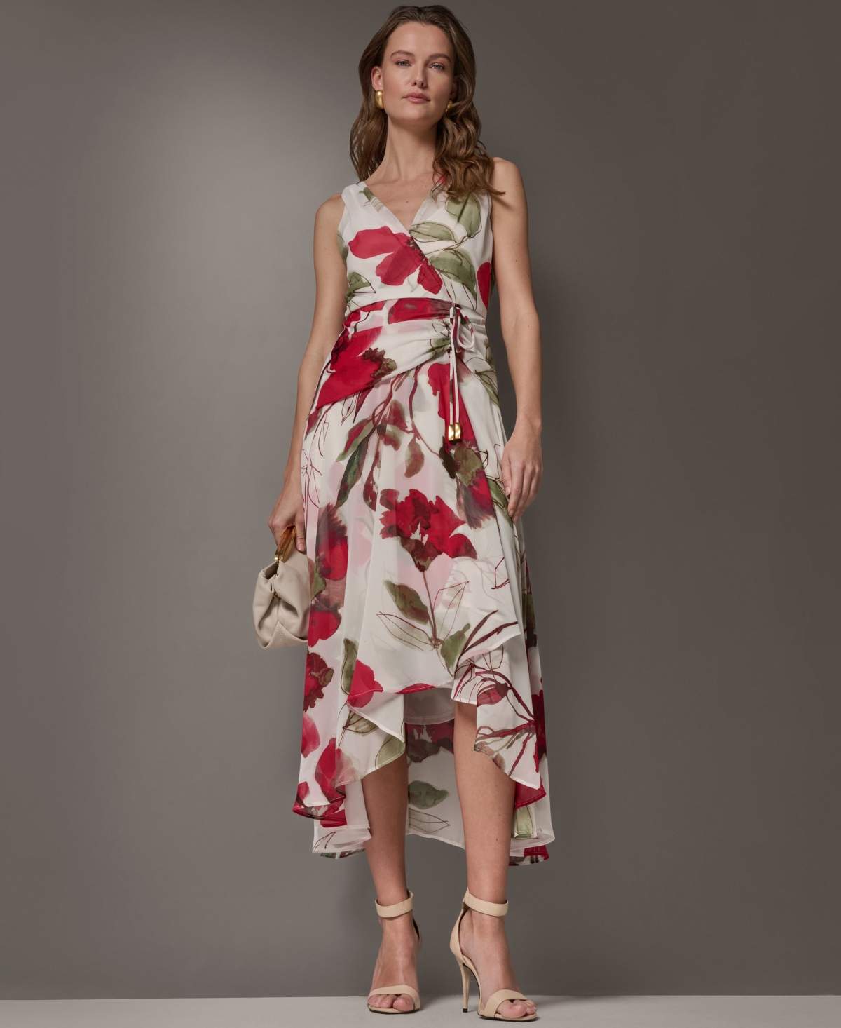 Click here for Donna Karan New York Womens Floral Faux Wrap Midi... prices
