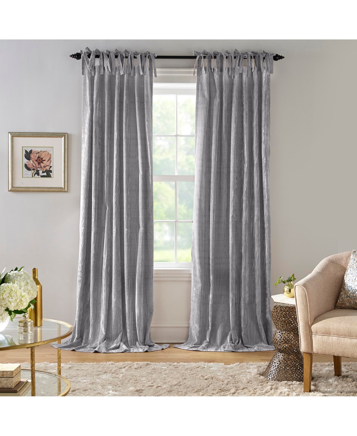 Click here for Elrene Home Fashions Korena Tie-Top Crushed Velvet... prices