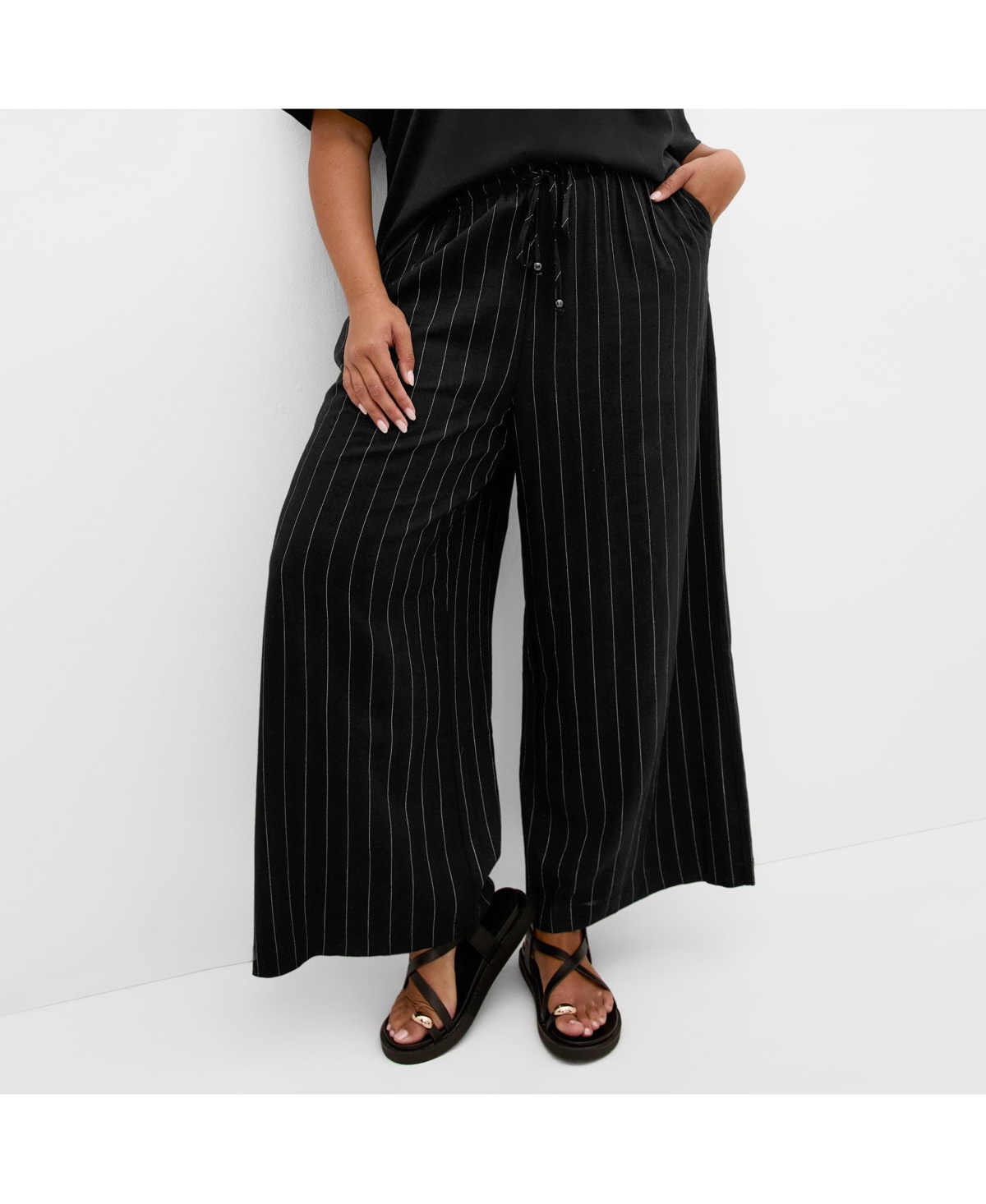 Click here for City Chic Womens Kelly Stripe Pant - Blk pinstripe prices
