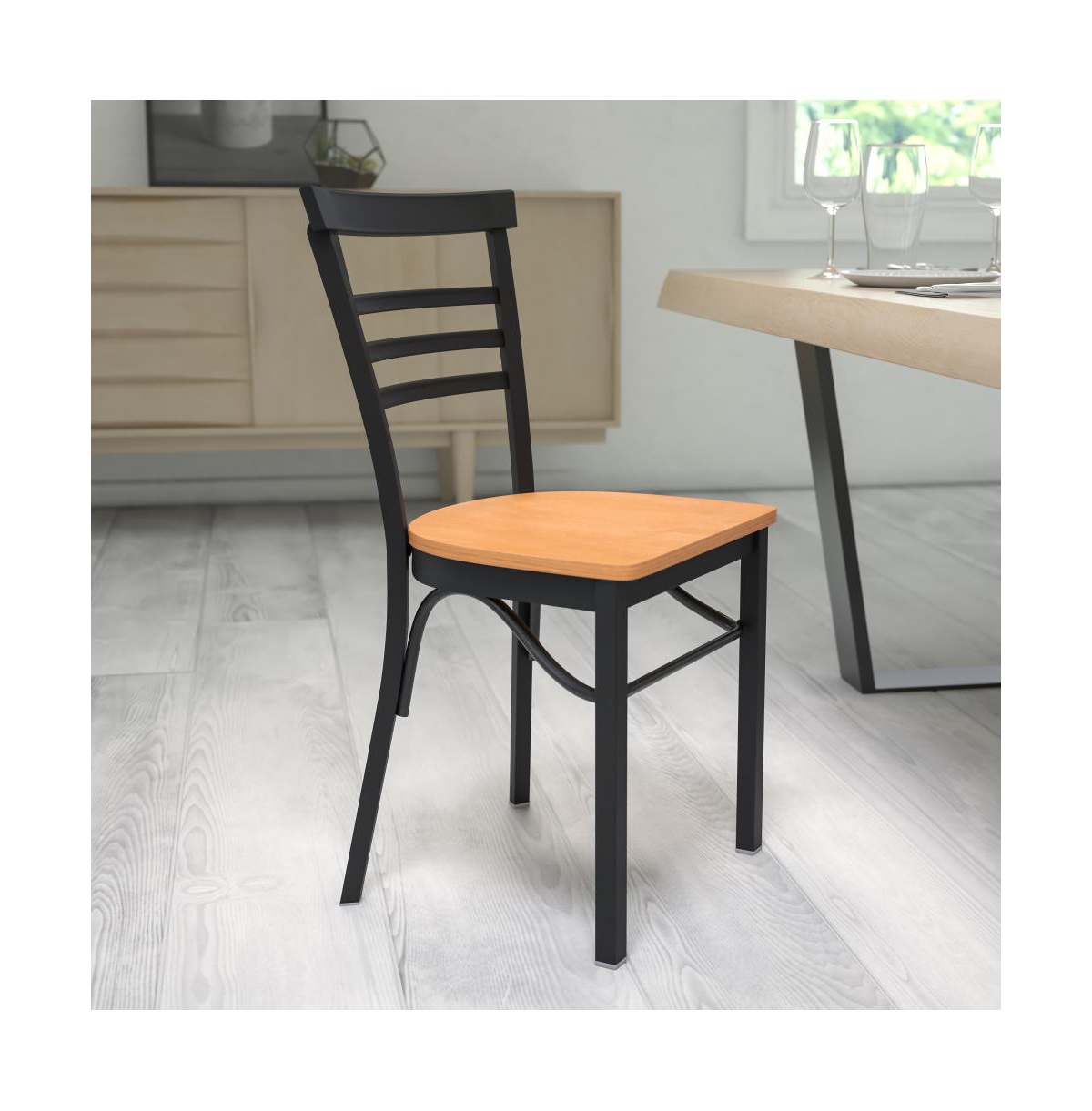 Click here for Emma+Oliver Three-Slat Ladder Back Metal Restauran... prices