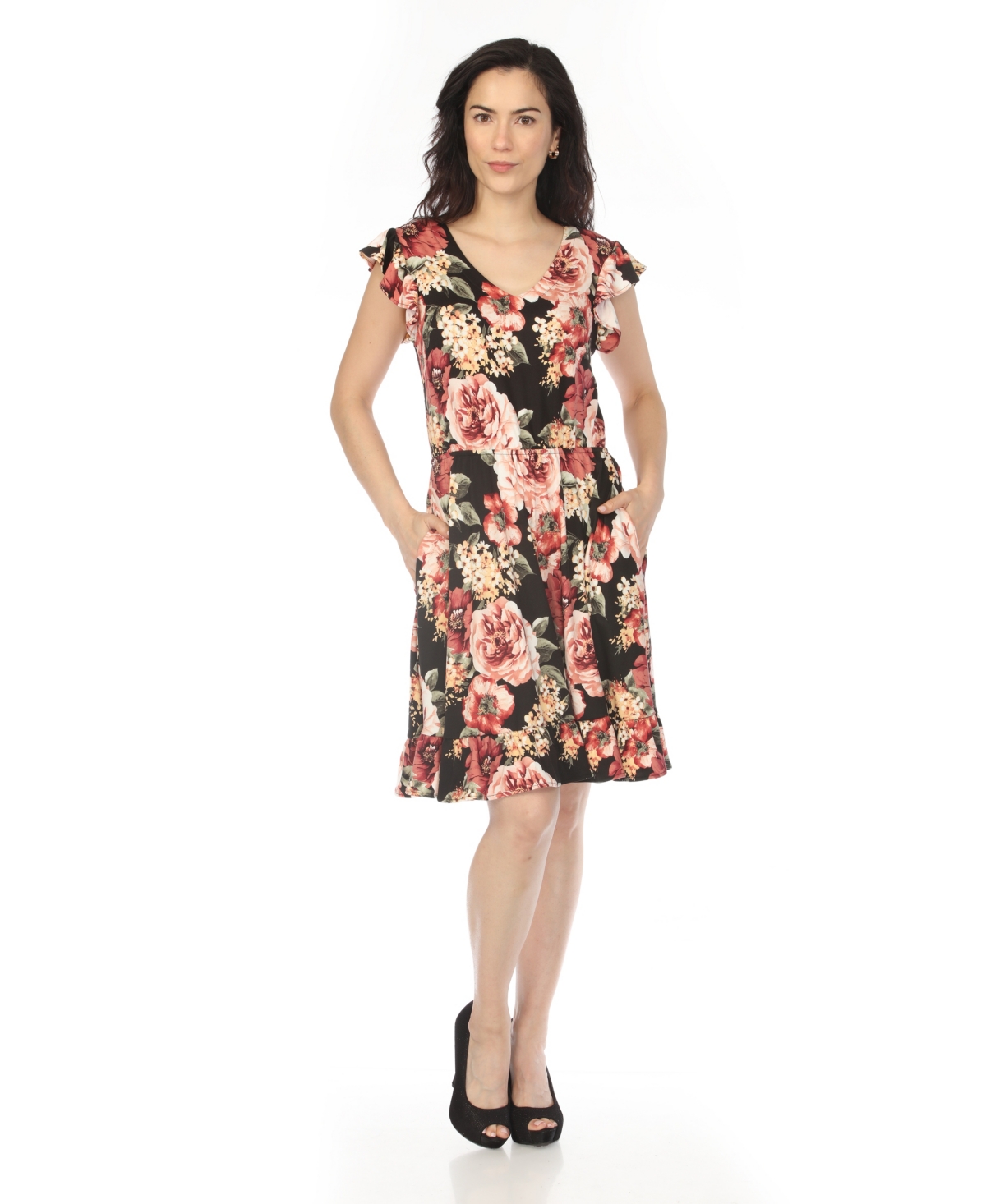 Click here for White Mark Womens V-Neck Empire Dress - Black/Red prices