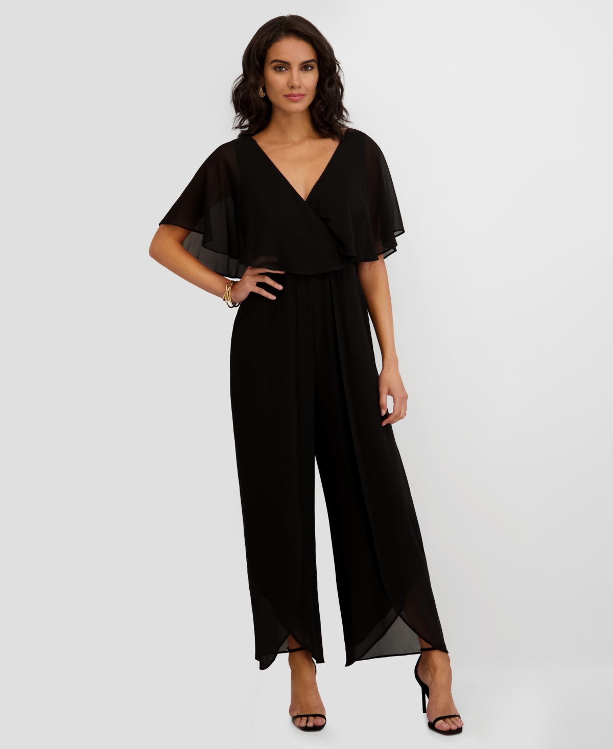 Click here for kensie Womens Flutter-Sleeve Jumpsuit - Black prices