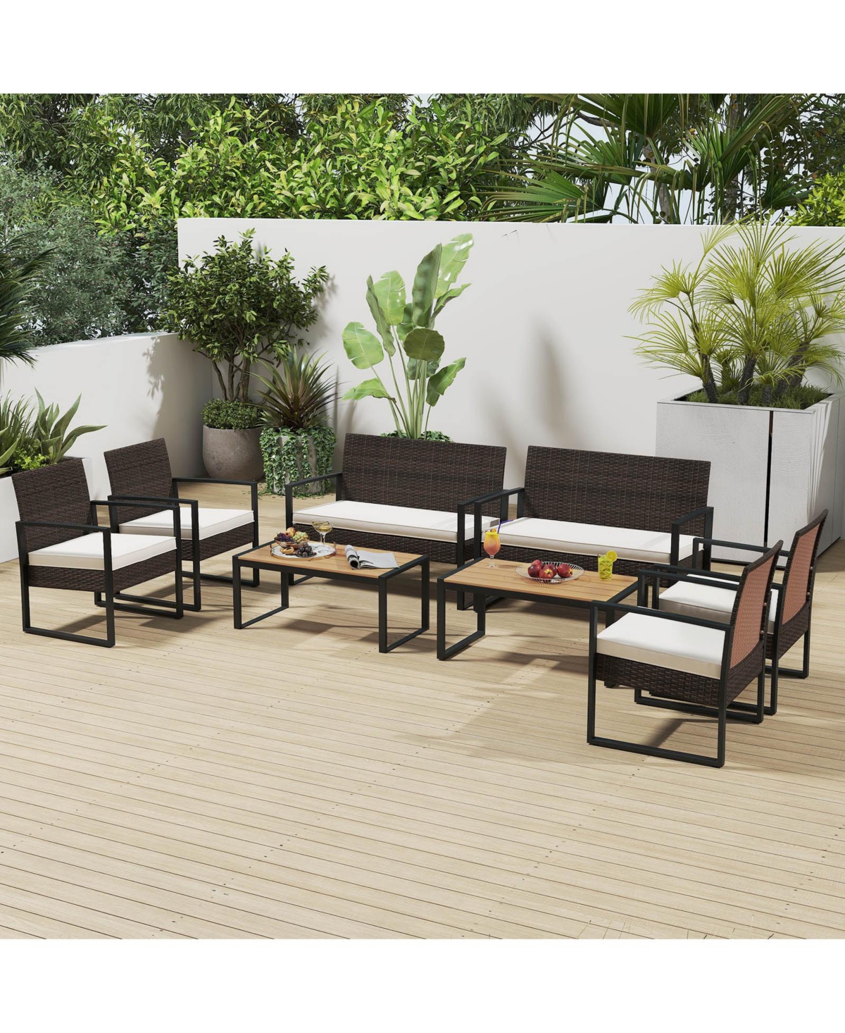 Click here for Gymax 8 Pieces Patio Furniture Set Pe Rattan Porch... prices