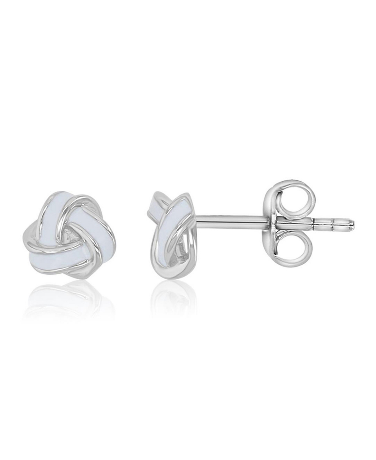 Click here for Macys White Enamel Knot Stud Earrings in Rhodium O... prices