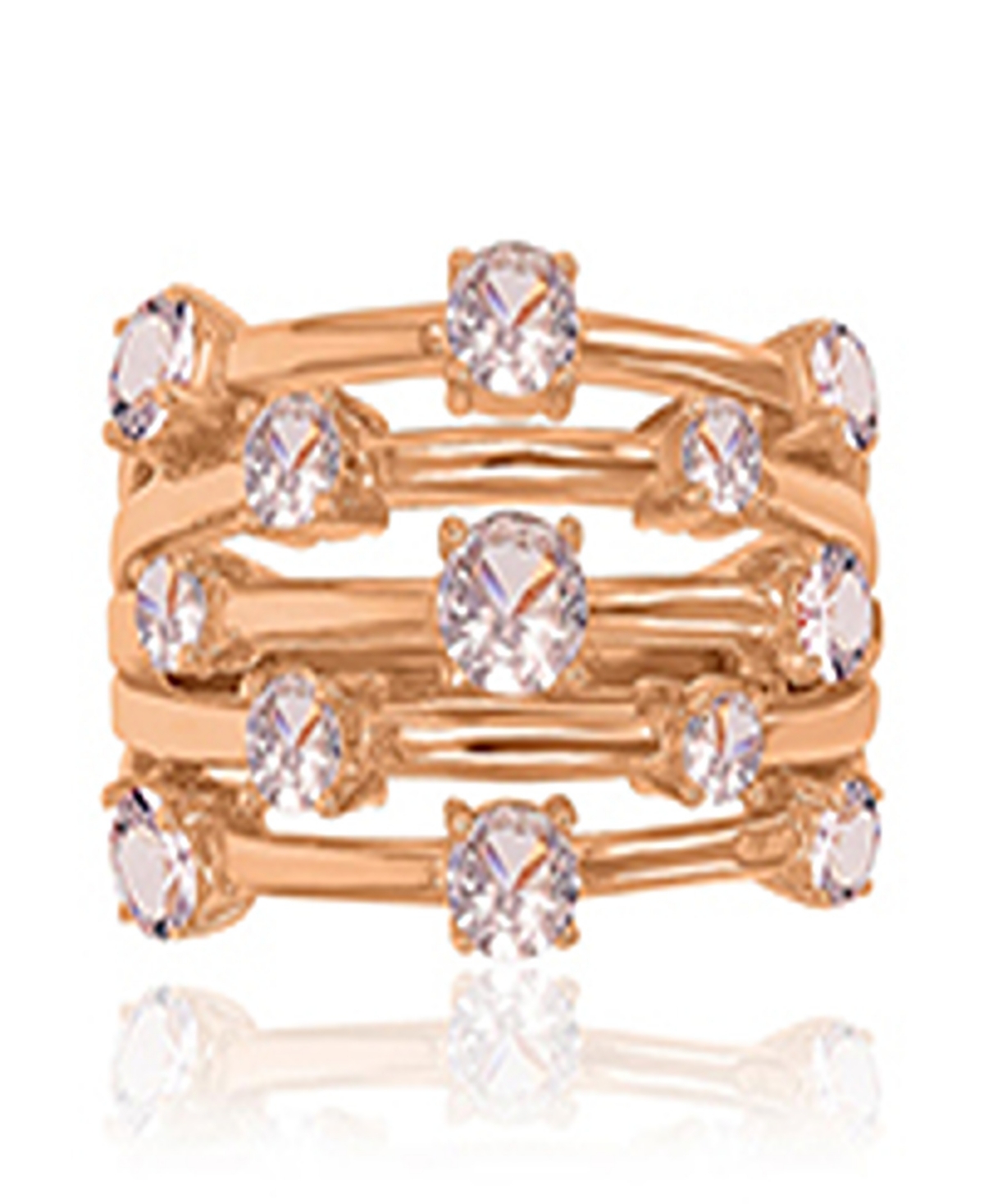Click here for Macys Morganite 5-Row Ring in 14k Rose Gold Over S... prices