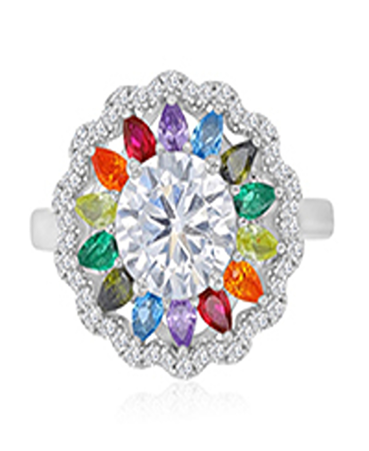 Click here for Macys Multicolor Cubic Zirconia Large Flower Ring... prices
