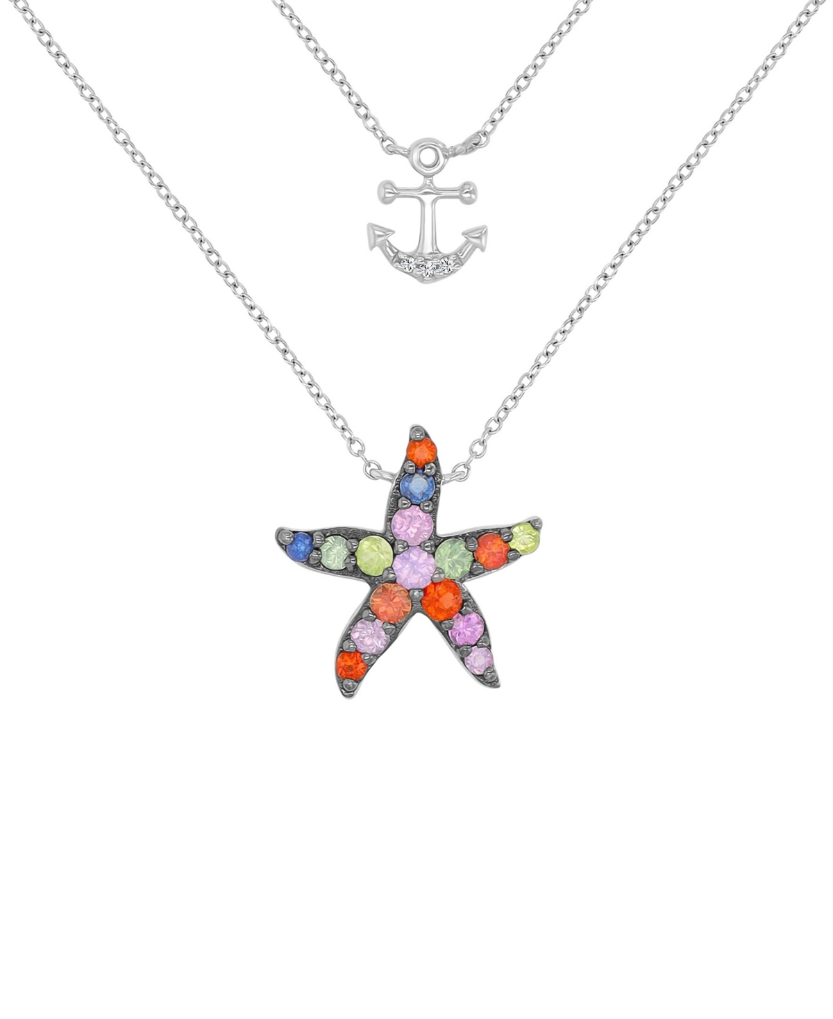 Click here for Macys Multi-Color Starfish & Anchor Necklace in Rh... prices