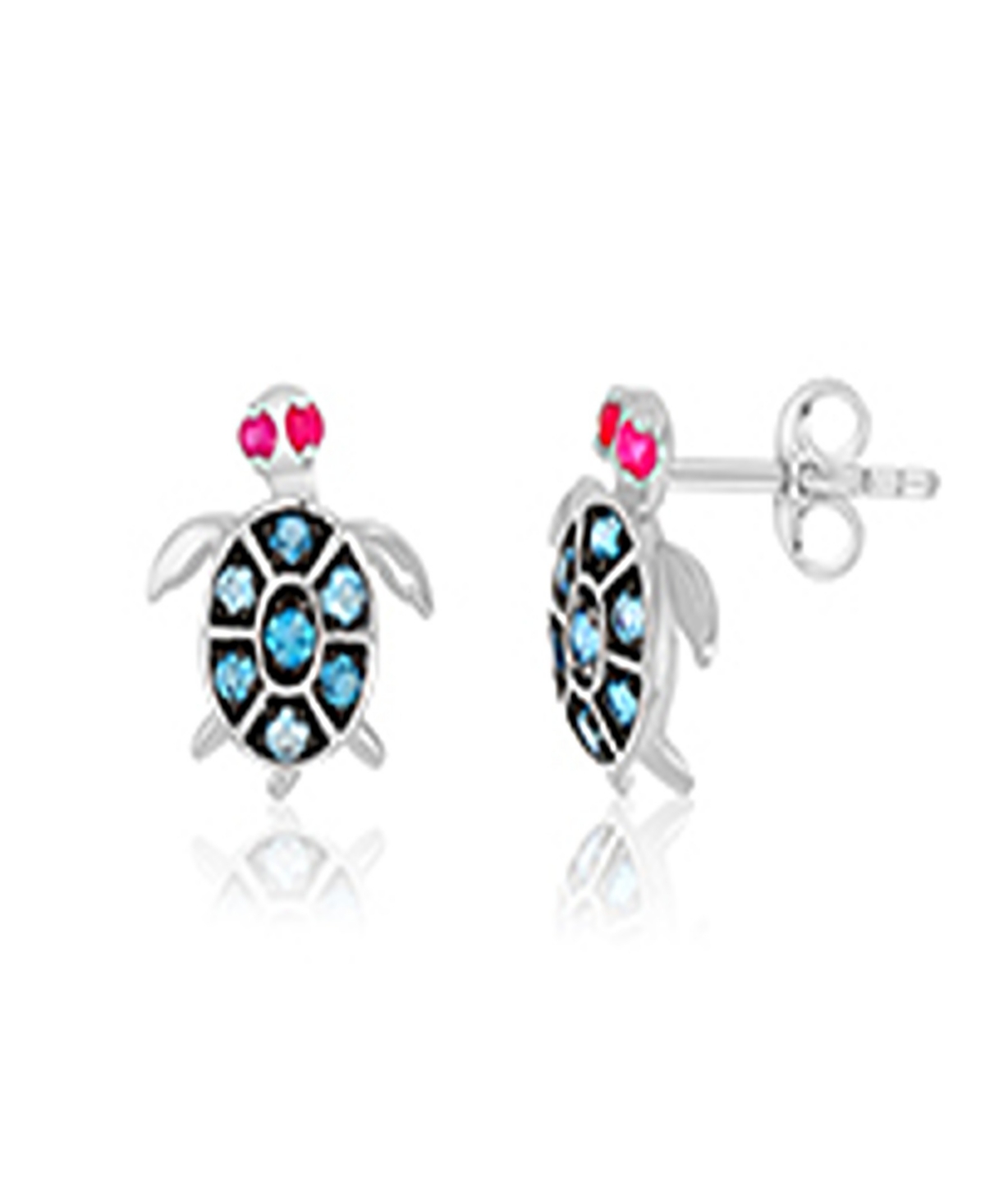 Click here for Macys London Blue Topaz and Ruby Sea Turtle Stud E... prices