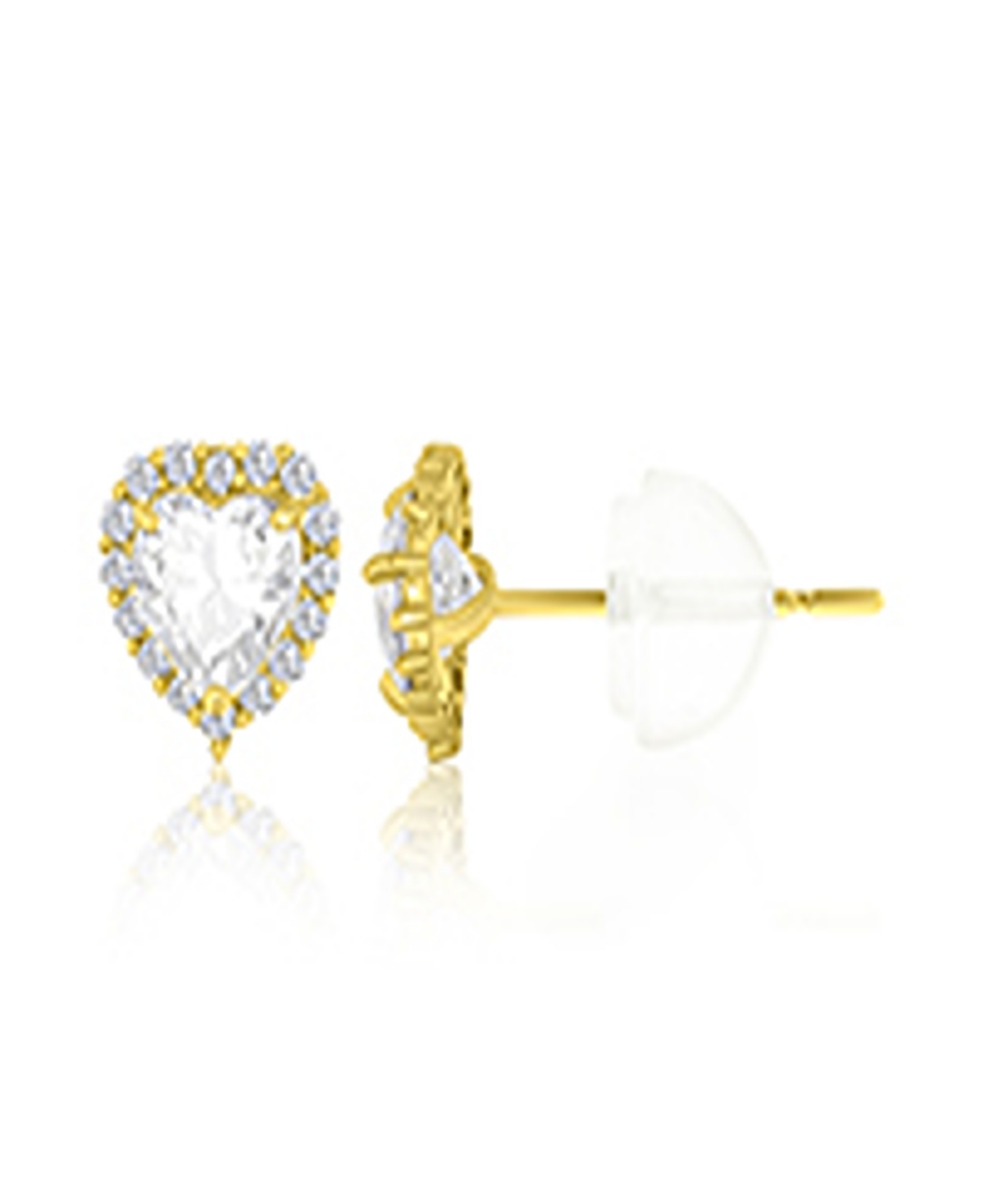 Click here for Macys Pave Heart Halo Stud Earrings in 14k Yellow... prices