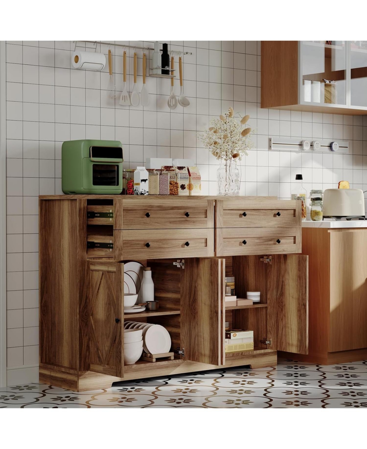 Click here for gaomon Modern Farmhouse Buffet Cabinet with 4 Door... prices