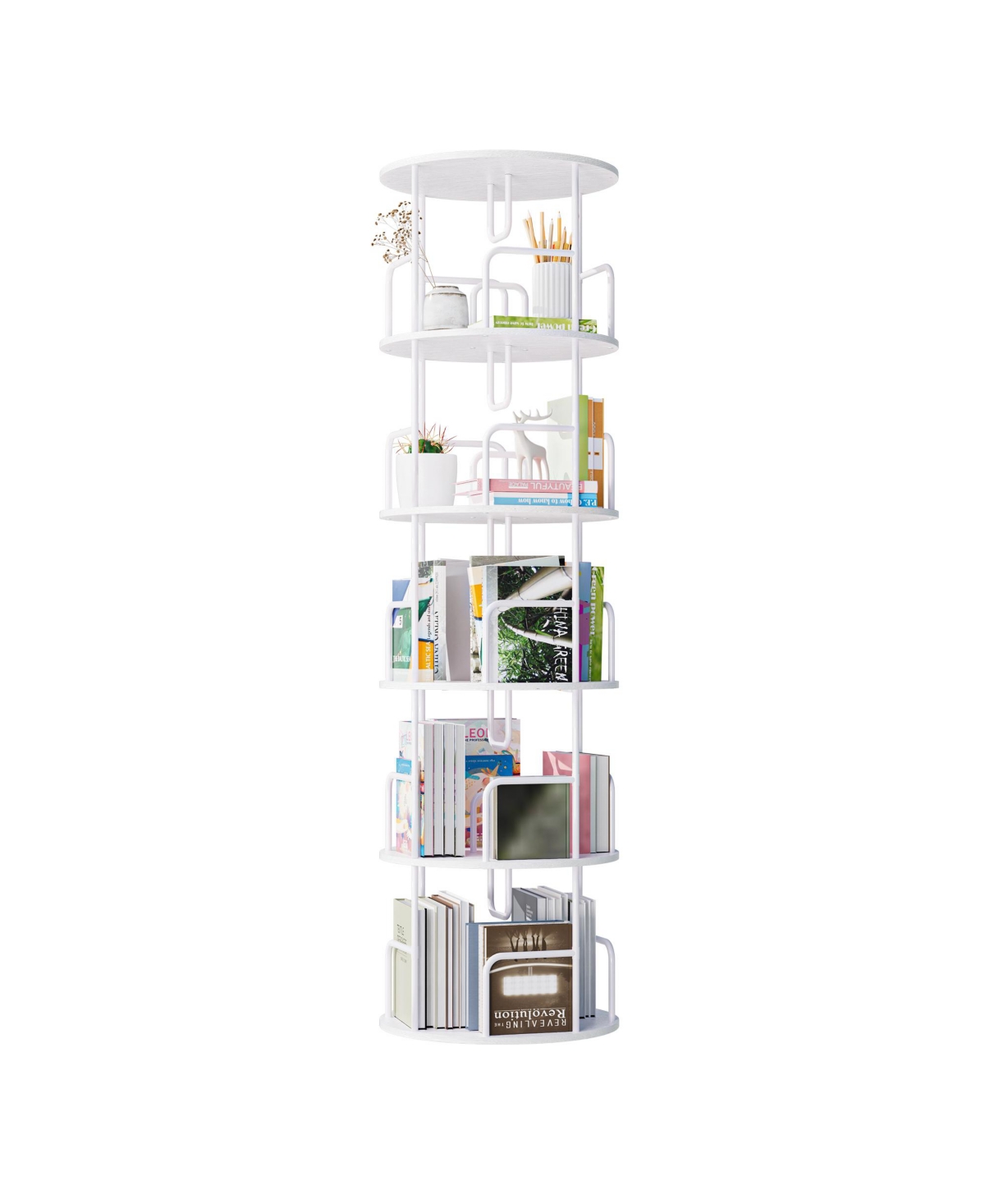 Click here for Rainsken 360° Rotating Bookshelf Tower  5-Tie... prices