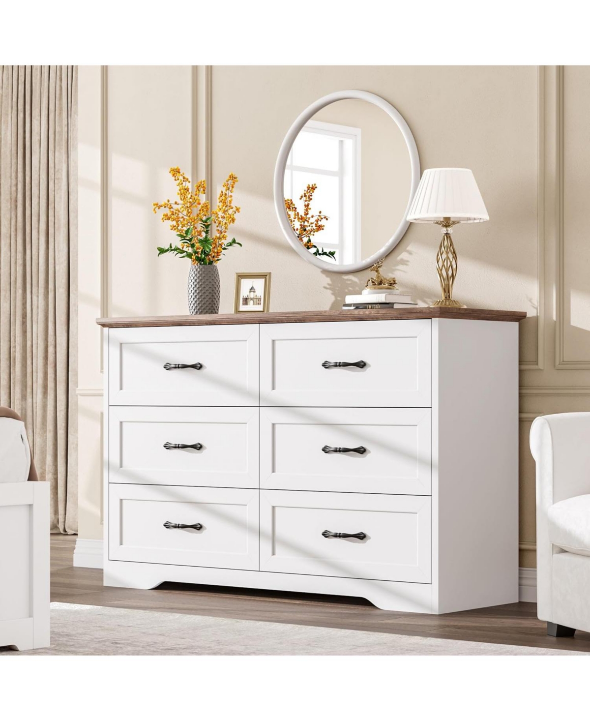 Click here for Gaomon 6-Drawer Dresser  Farmhouse Wooden Storage... prices