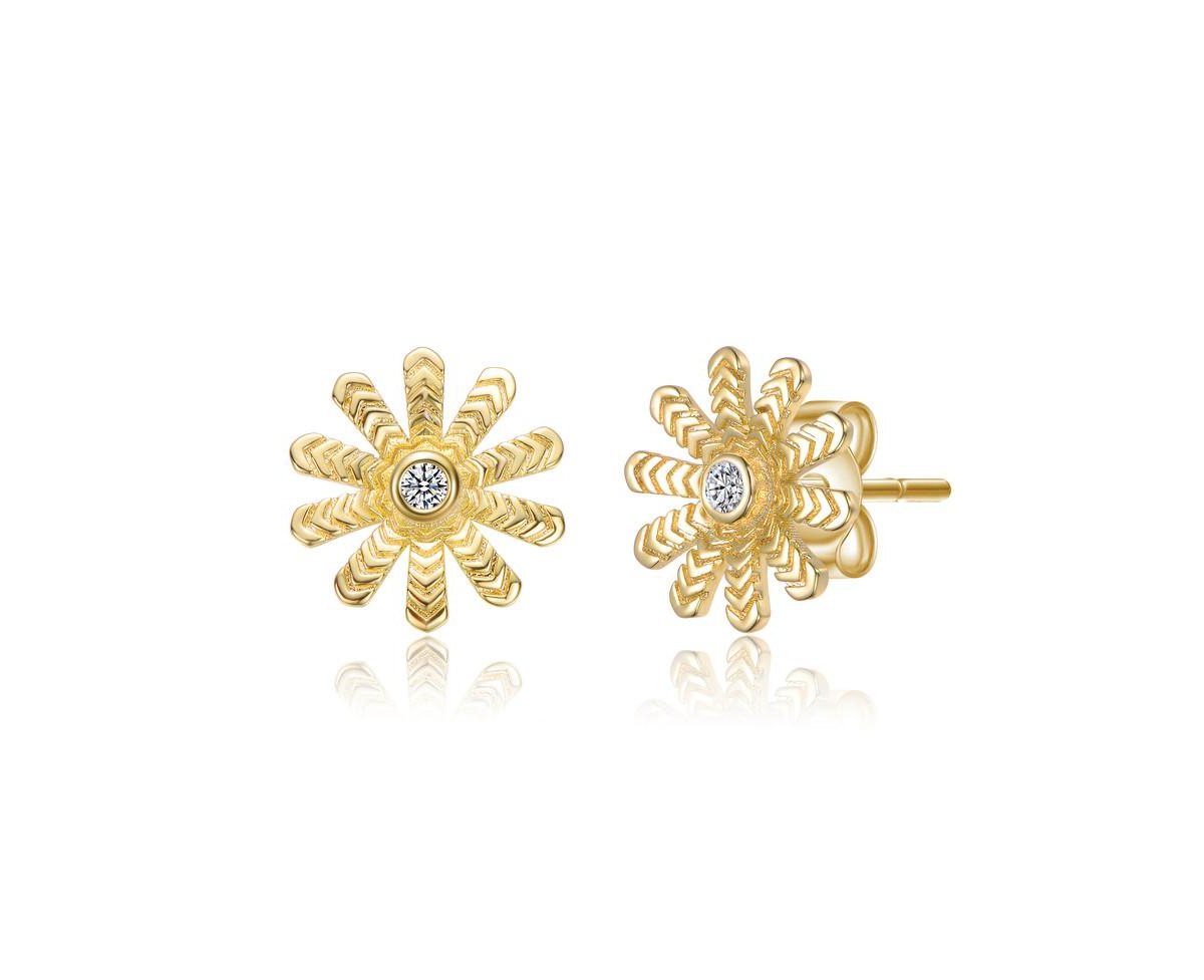 Click here for Genevive Dainty 14K Gold Plated Cubic Zirconia Flo... prices